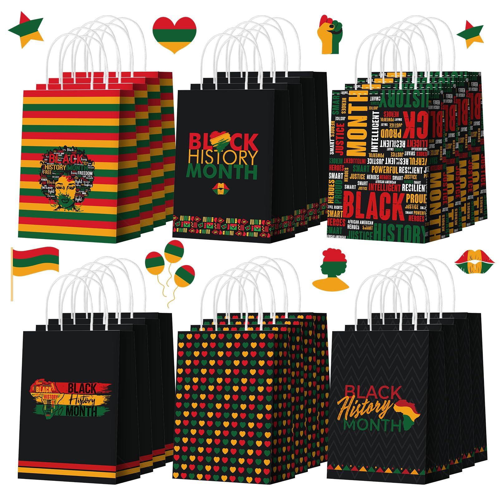 Amazon.com: Dispowreath 24 Pcs Black History Month Gift Bags African ...