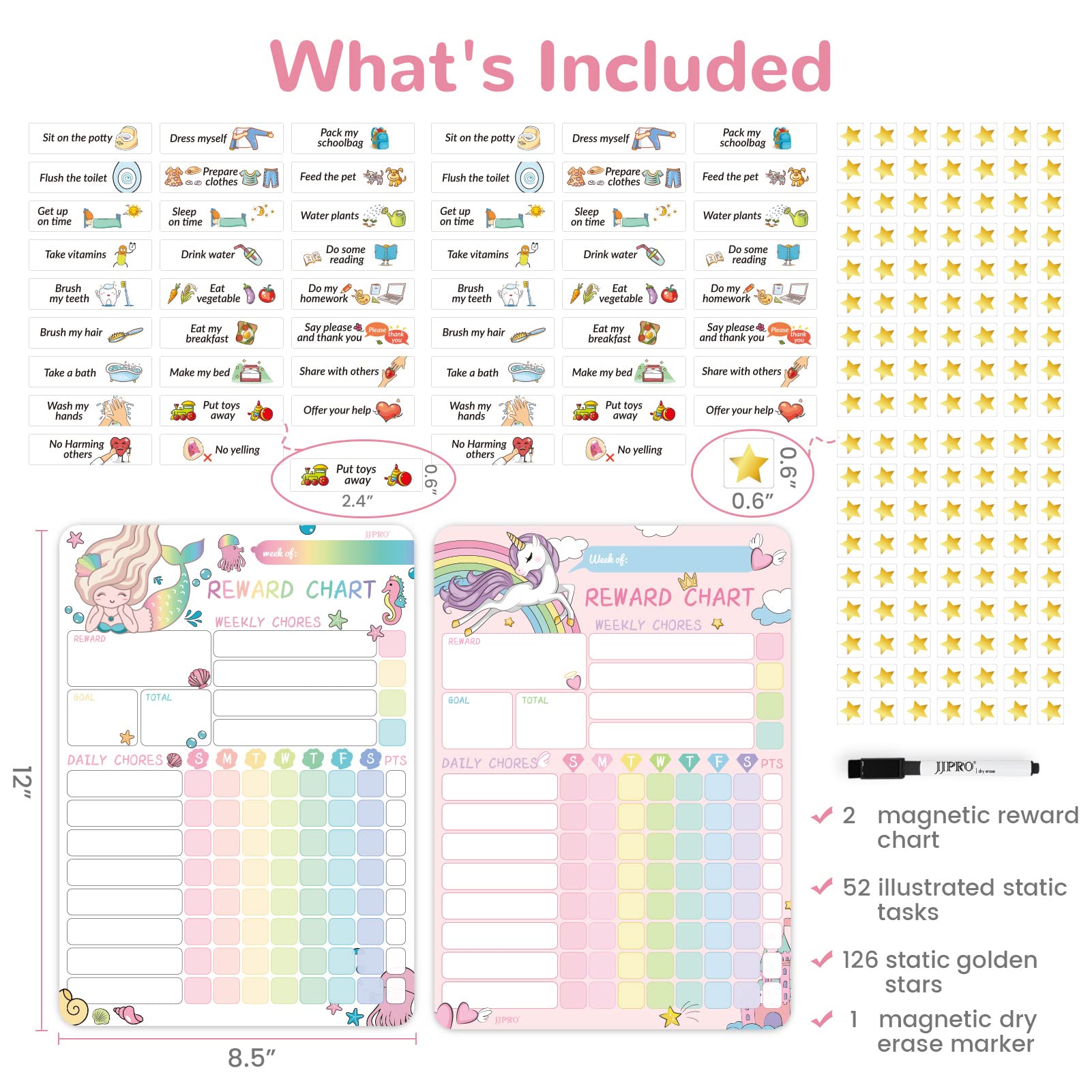 Snapklik.com : Magnetic Dry Erase Chore Chart For Two Kids, Reward ...