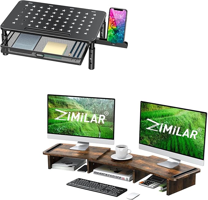 Amazon.com: Zimilar Monitor Stand Riser with Metal Mesh Drawer, Height ...