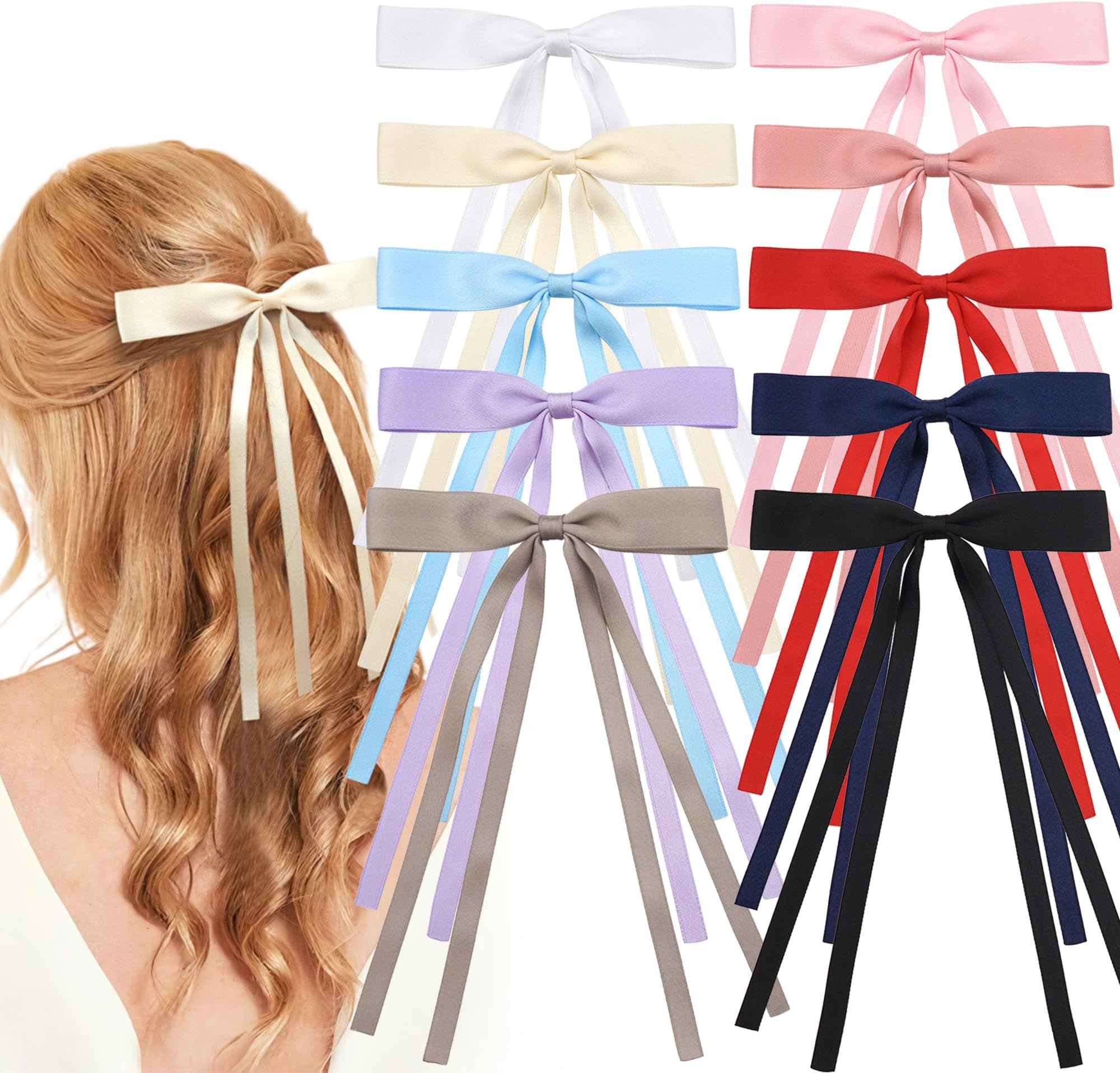 Amazon.com : Slevaty 8 PCS Hair Bows for Women Braided Hair Ribbons ...