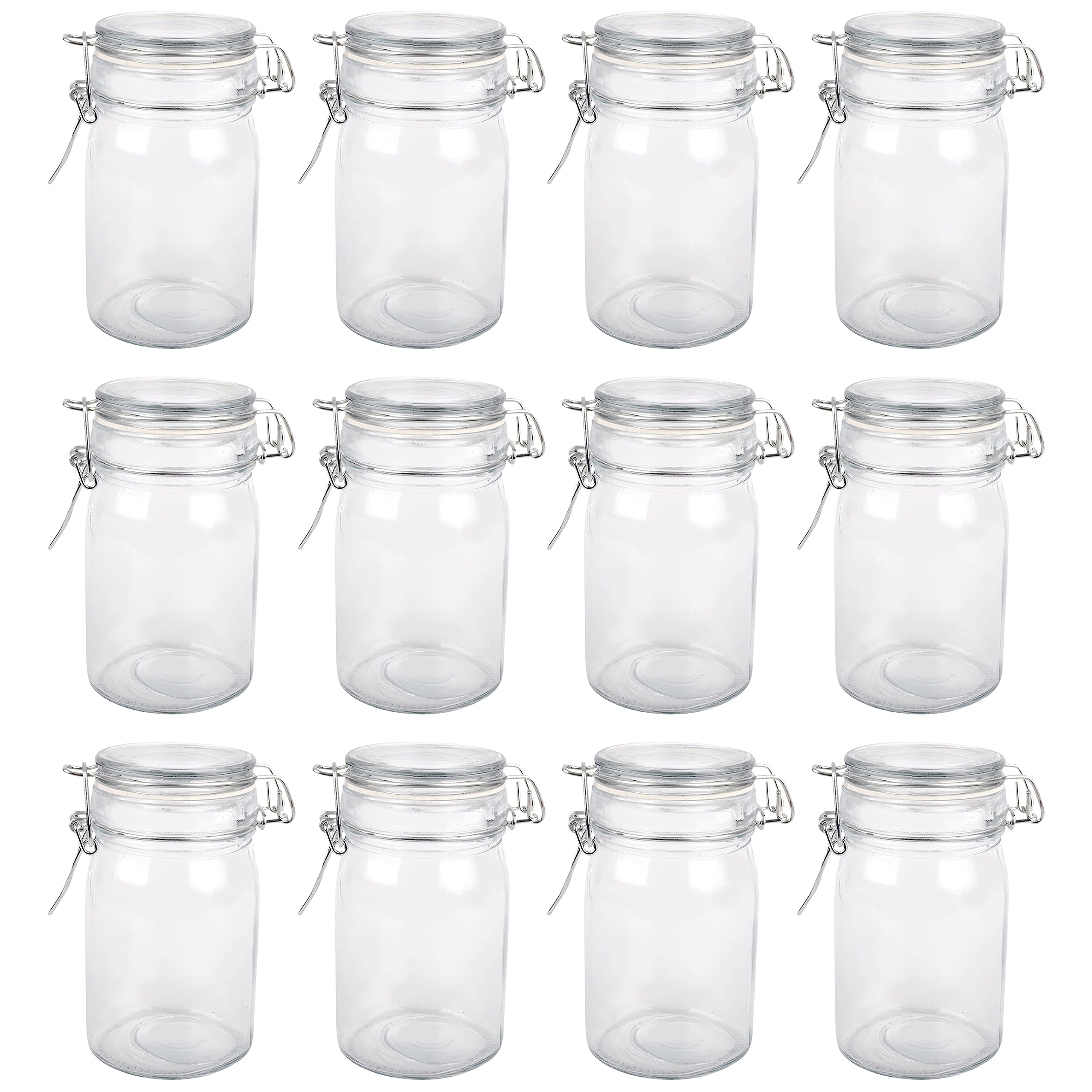 Amazon.com: Ashland 12 Pack: Round Glass Jar with Latch: Home & Kitchen
