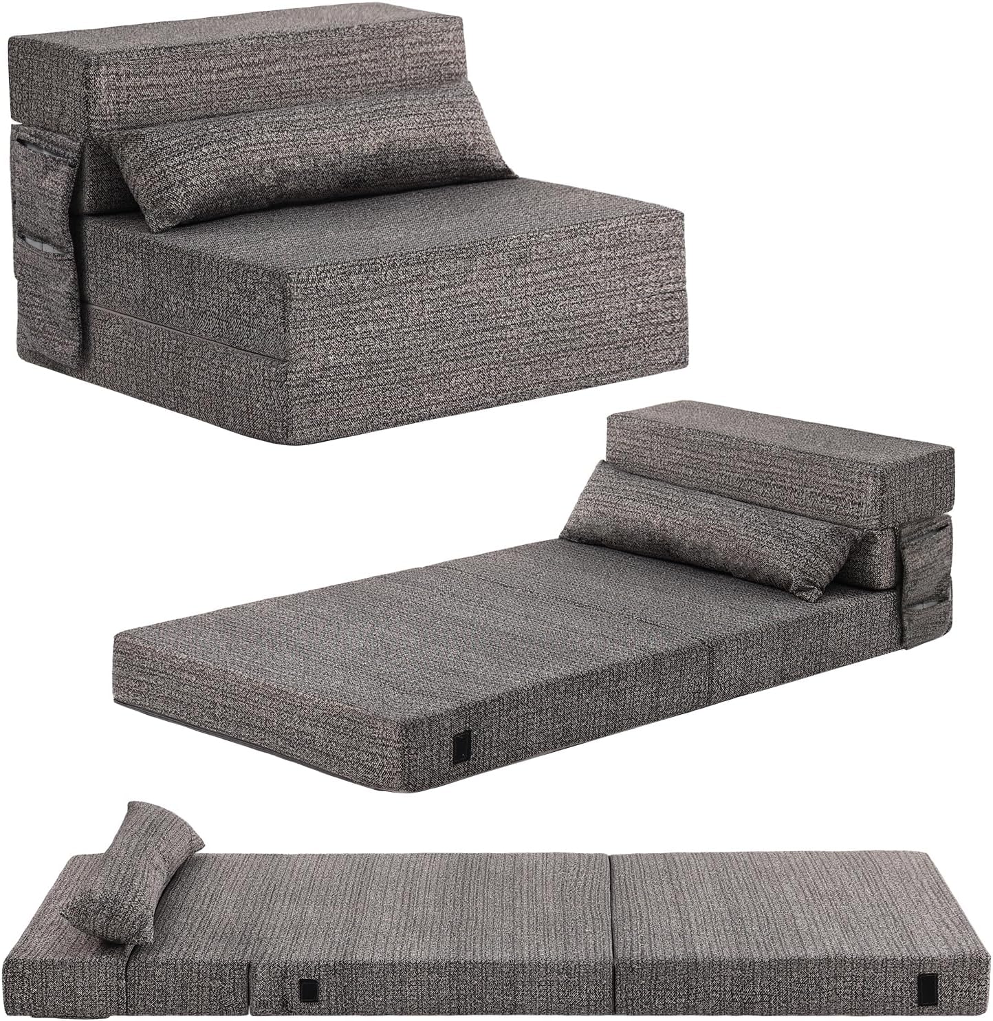Tiita Futon Couch Chair, Single Size, Folding Sofa Bed Couch with ...