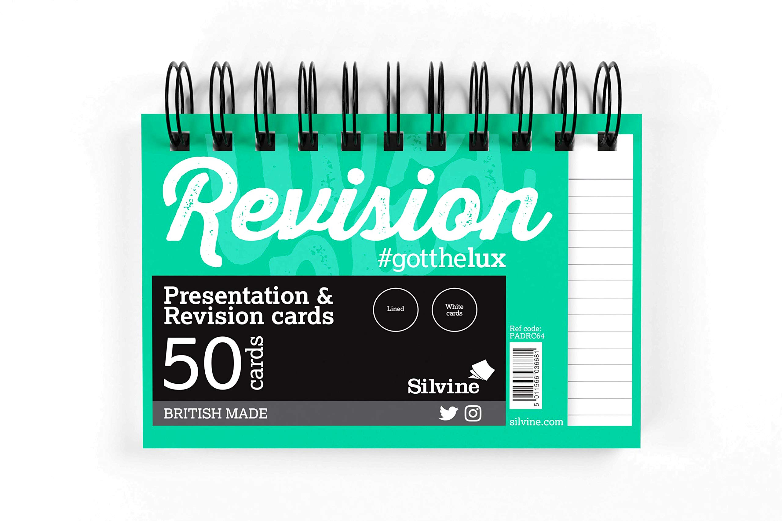 Luxpad A6 Wirebound Revision & Presentation Cards - White. 50 Lined ...