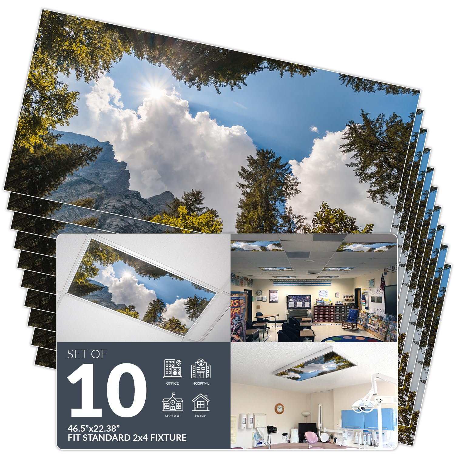 Fluorescent Light Cover for Classroom Ceiling Lights - Premium Backlit ...