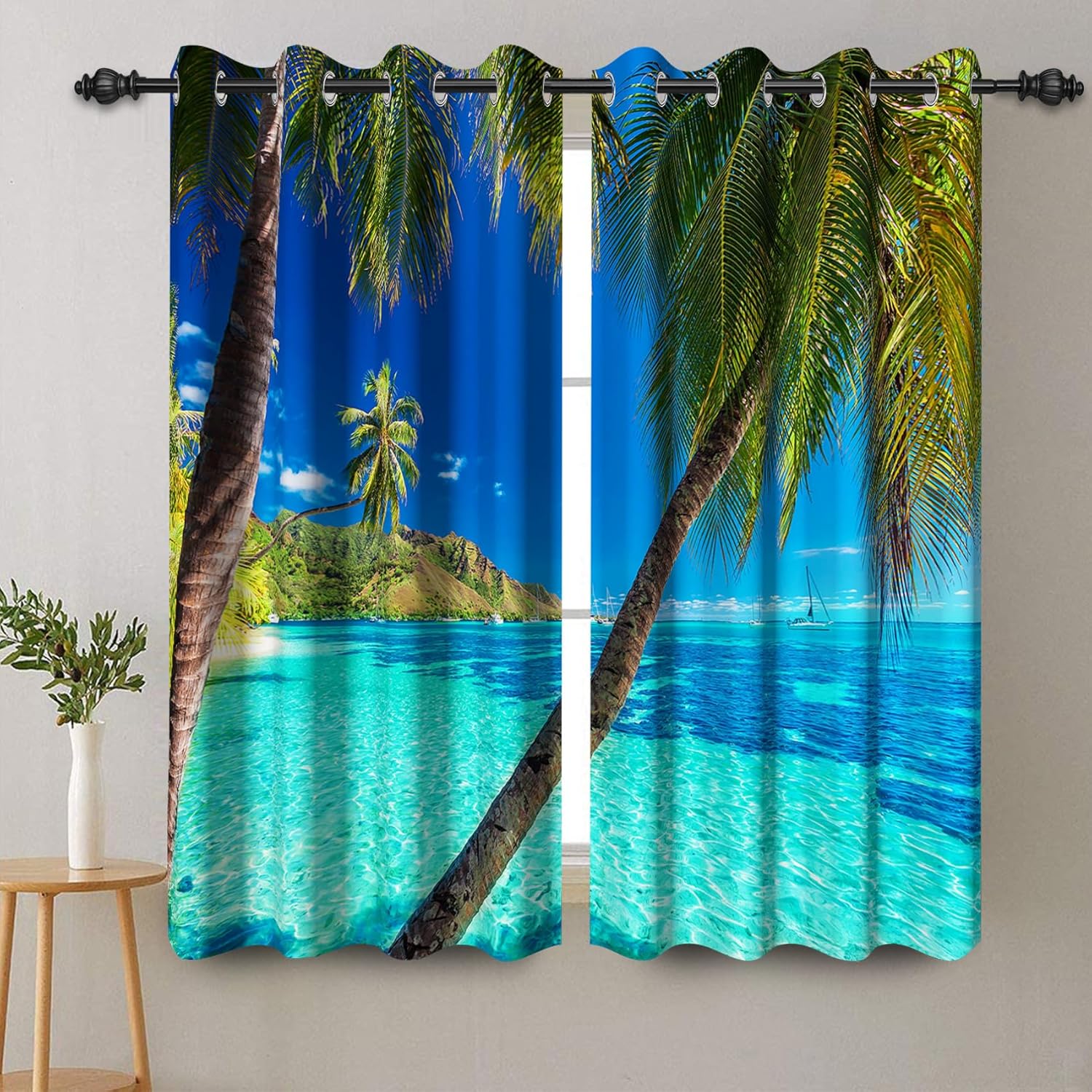 Amazon.com: Baocicco Ocean Theme Blackout Window Curtains for Bedroom ...