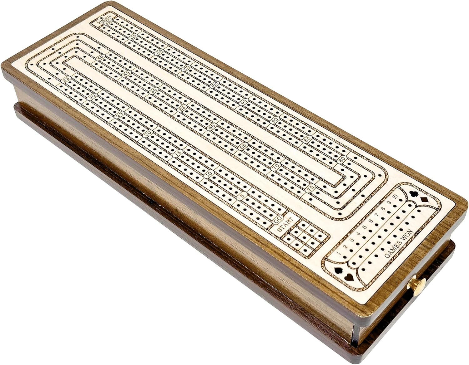 Amazon.com: Teak Wood 3 Track Cribbage Board Game - Size 12.5" with ...