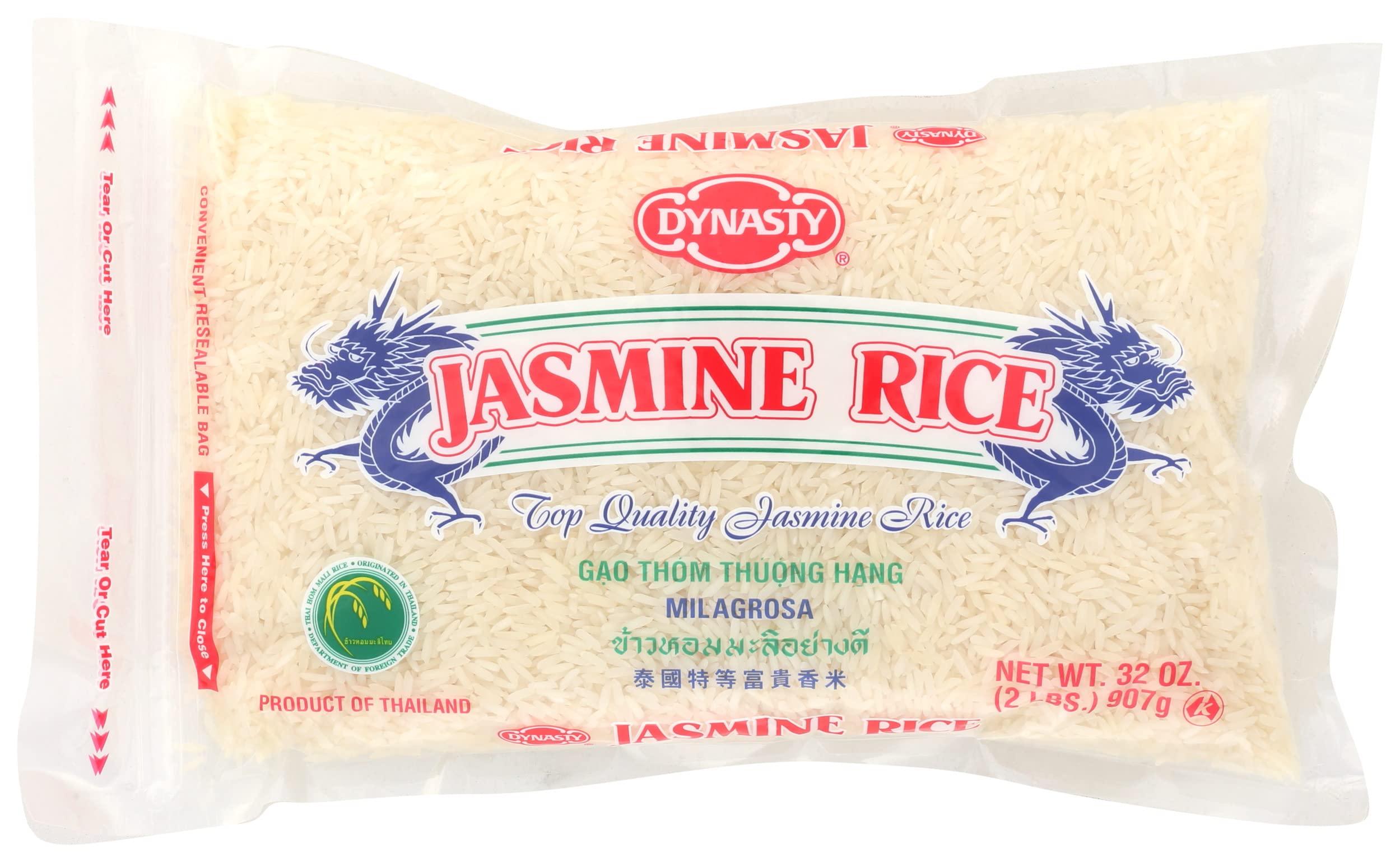 Amazon.com : Dynasty Enriched Jasmine Rice, Vegan, 32 Ounces (Pack Of ...