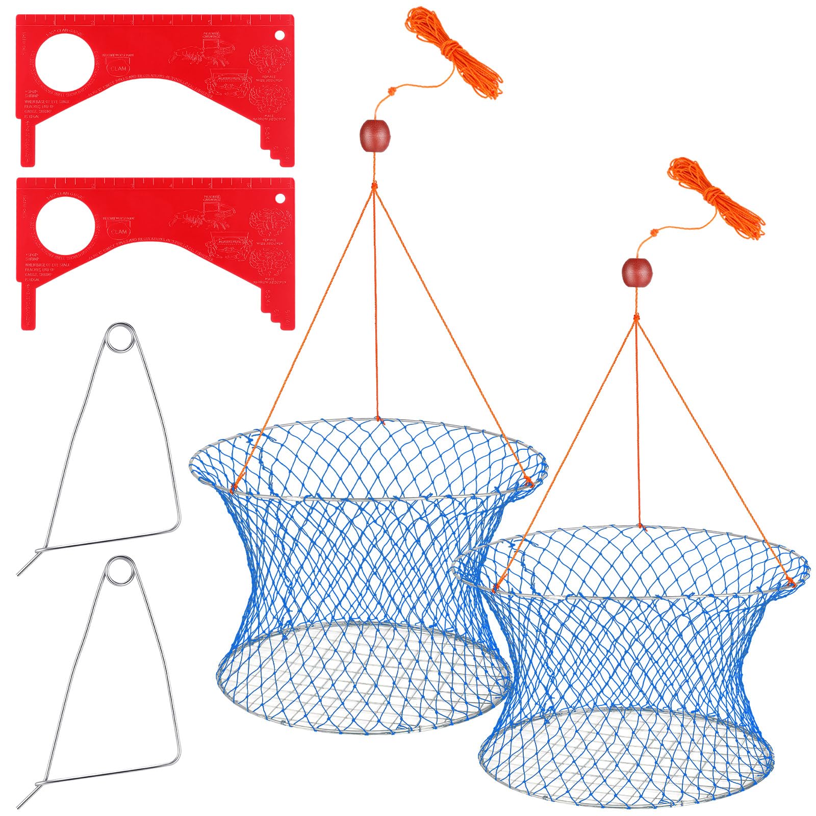 Windyun 2 Sets Crab Trap Bait Wire Grid Bottom Crab Nets Foldable ...