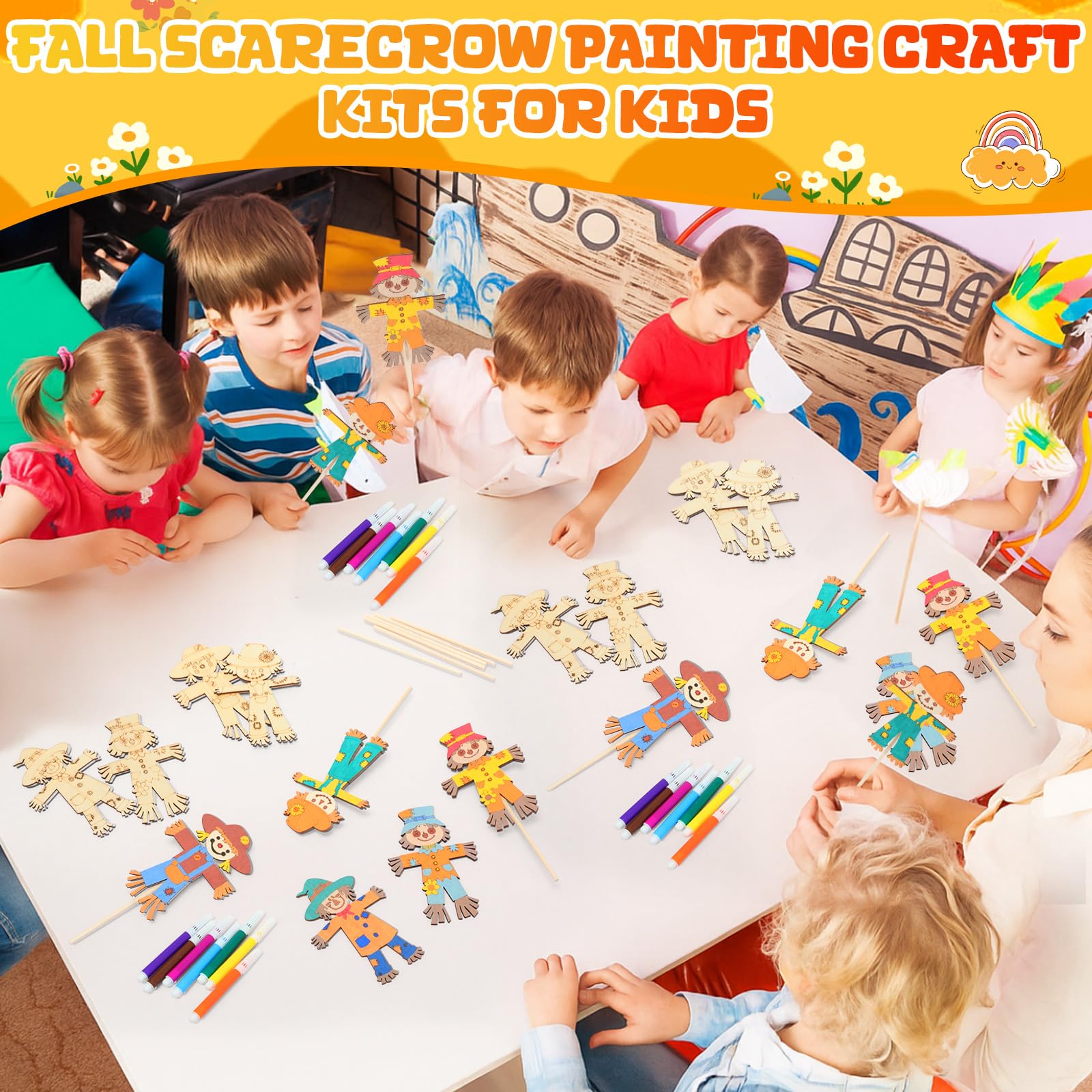 Snapklik.com : 12 Pcs Fall Scarecrow Painting Craft Kits For Kids DIY ...