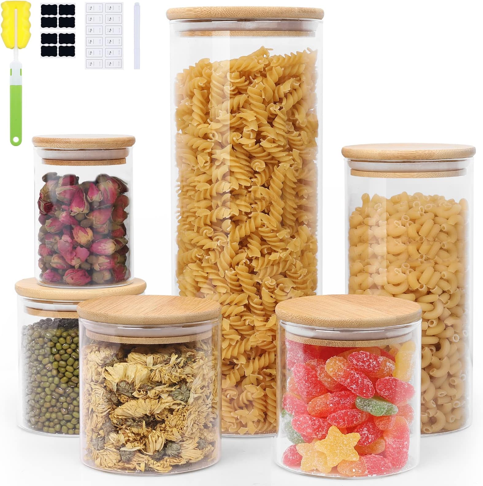 Amazon.com: Fall Decor 3 Pack Glass Storage Jars with Airtight Bamboo ...