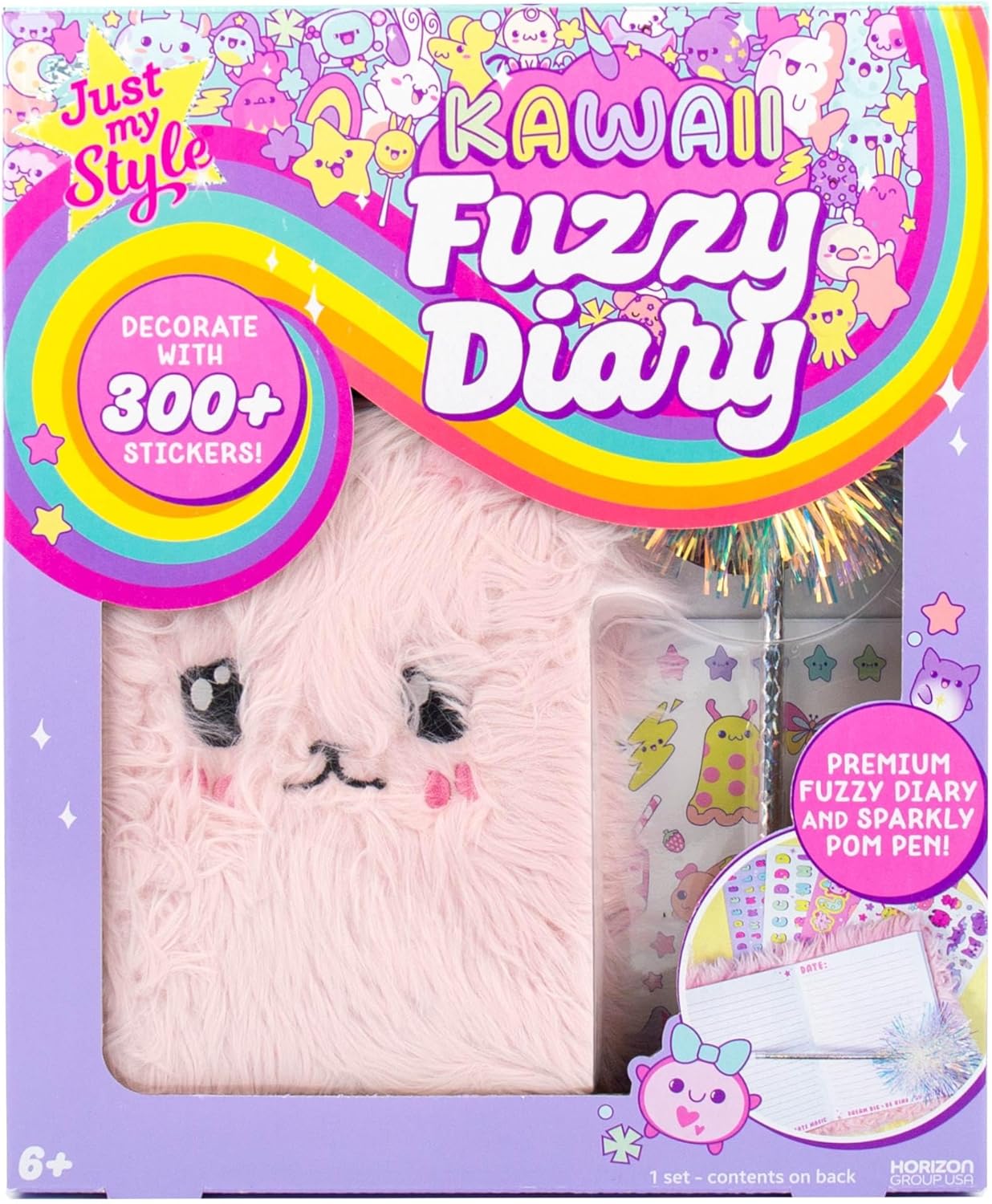 Amazon.com: Just My Style Kawaii Fuzzy Diary, 40-Page Cute Notebook for ...