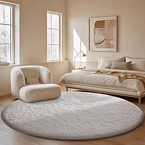 Amazon.com: Ophanie Round Rug 4Ft White Circle Area Rug, Aesthetic Room ...