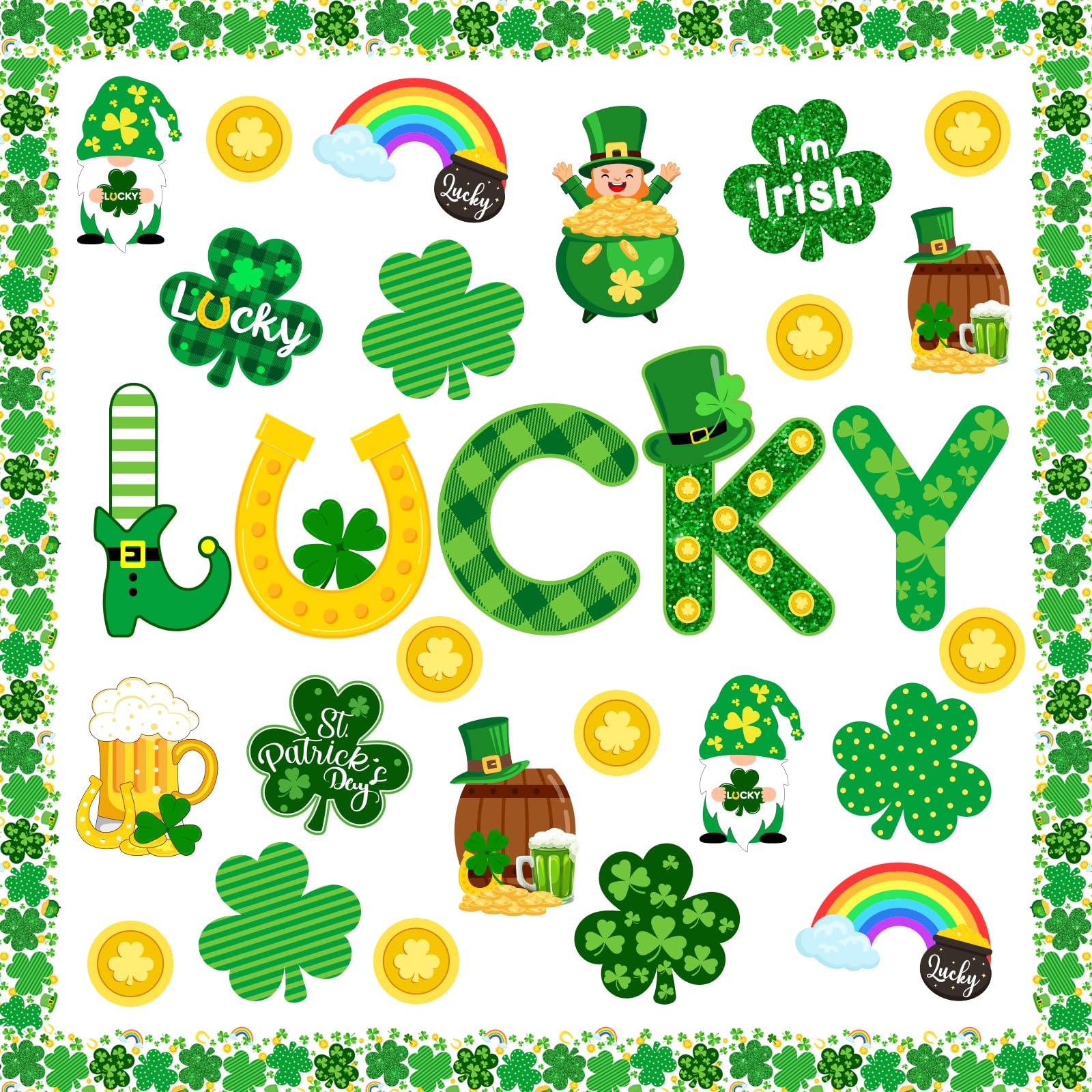 St.Patrick Day Bulletin Board Decorations, 76PCS March Bulletin Board ...