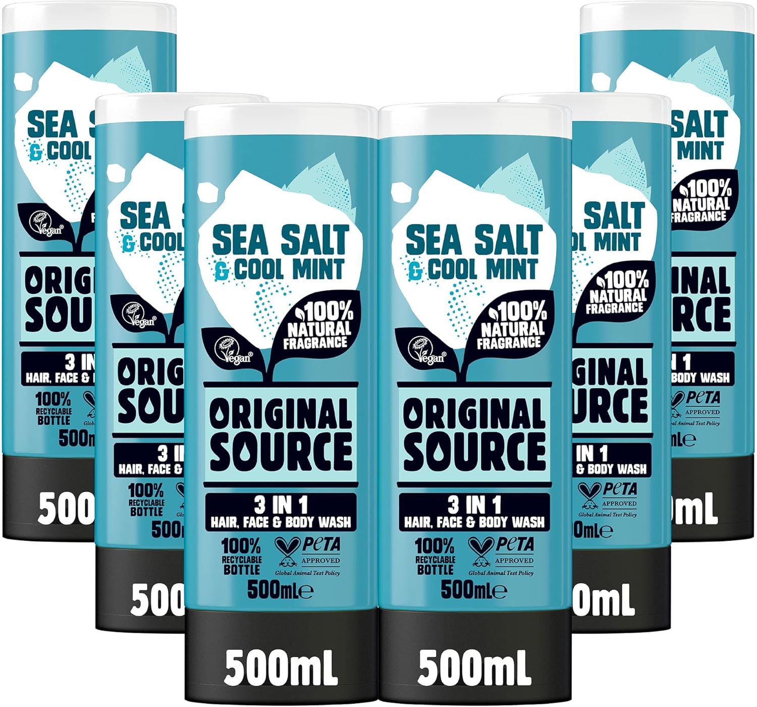 Original Source Mens 3in1 Sea Salt & Cool Mint Shower Gel, 100 Percent ...