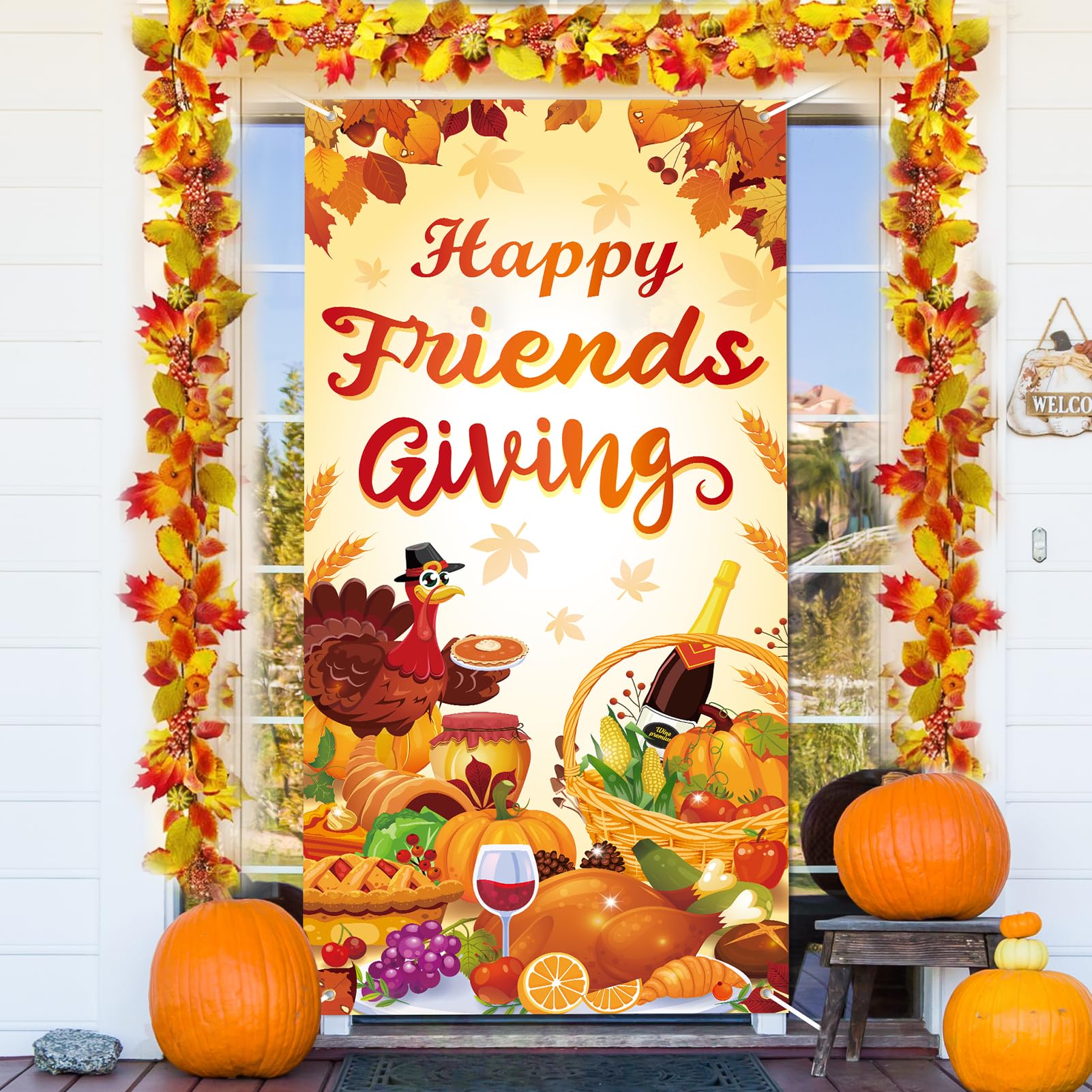 Amazon.com: HOWAF Happy Friendsgiving Door Cover, Friends Giving Party ...