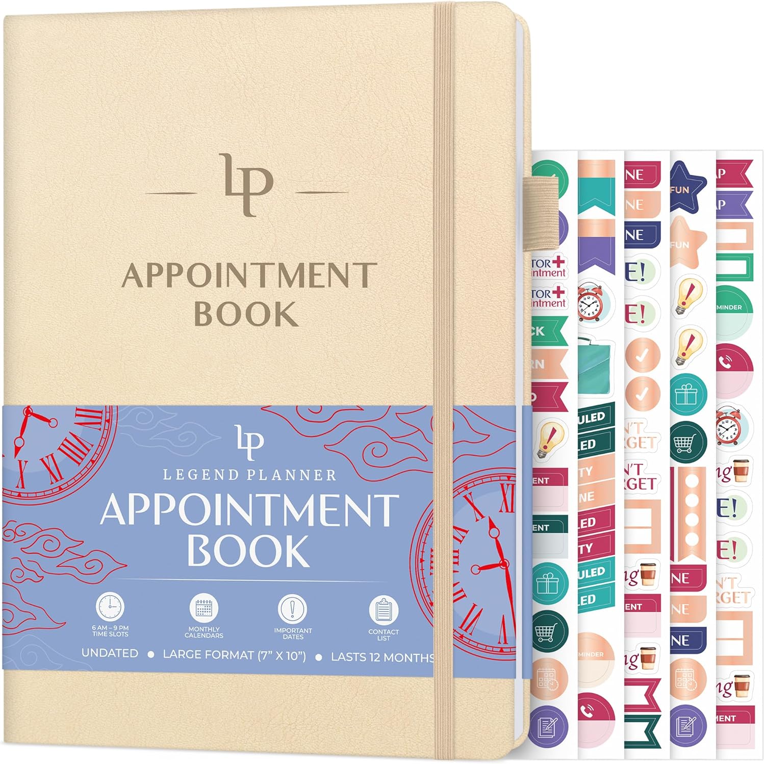 Legend – Agenda semanal sin fecha con cajas de tiempo de 6 a.m. a 9 p.m ...