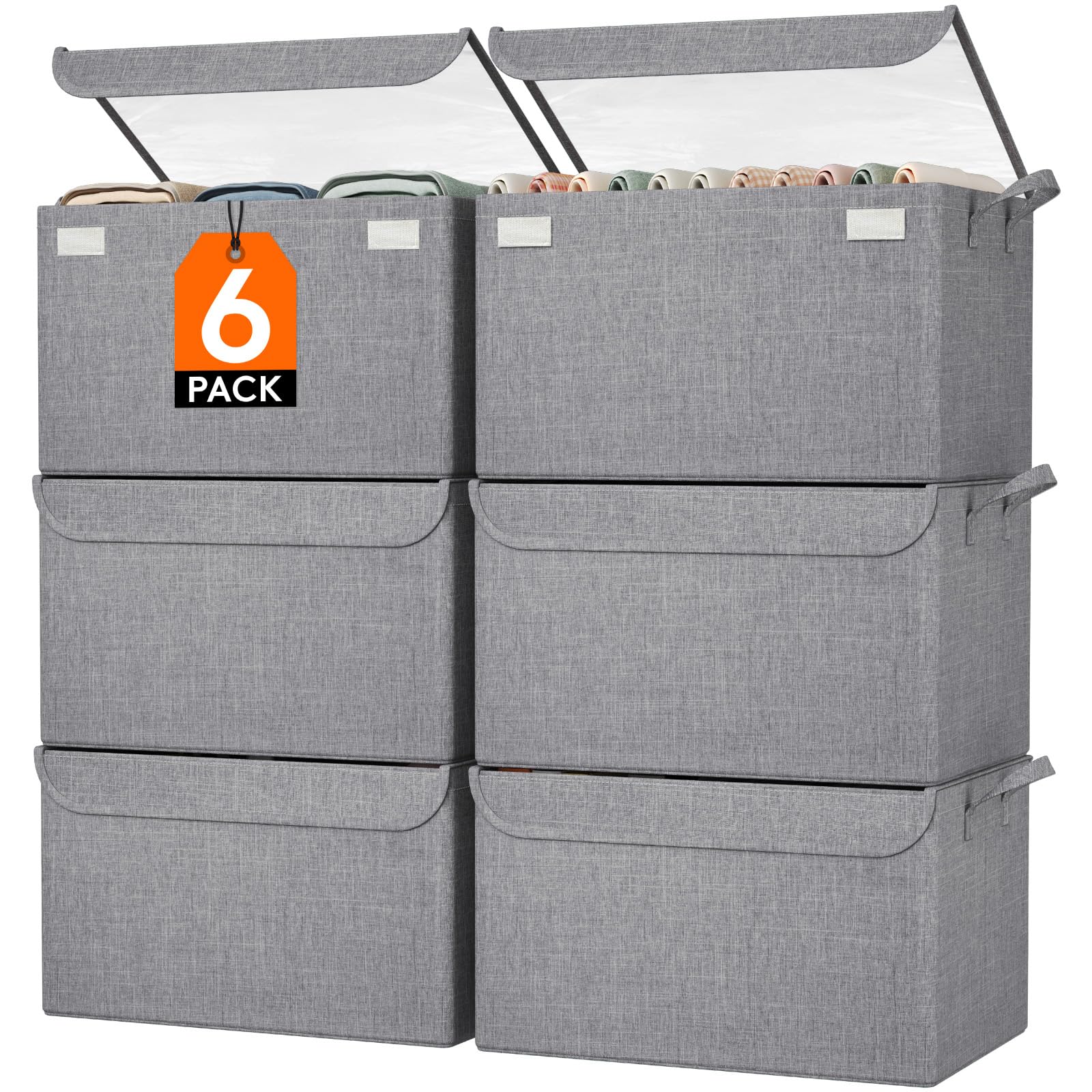 Amazon.com - Lifewit Fabric Storage Boxes 6 Pcs, Stackable Storage Bins ...
