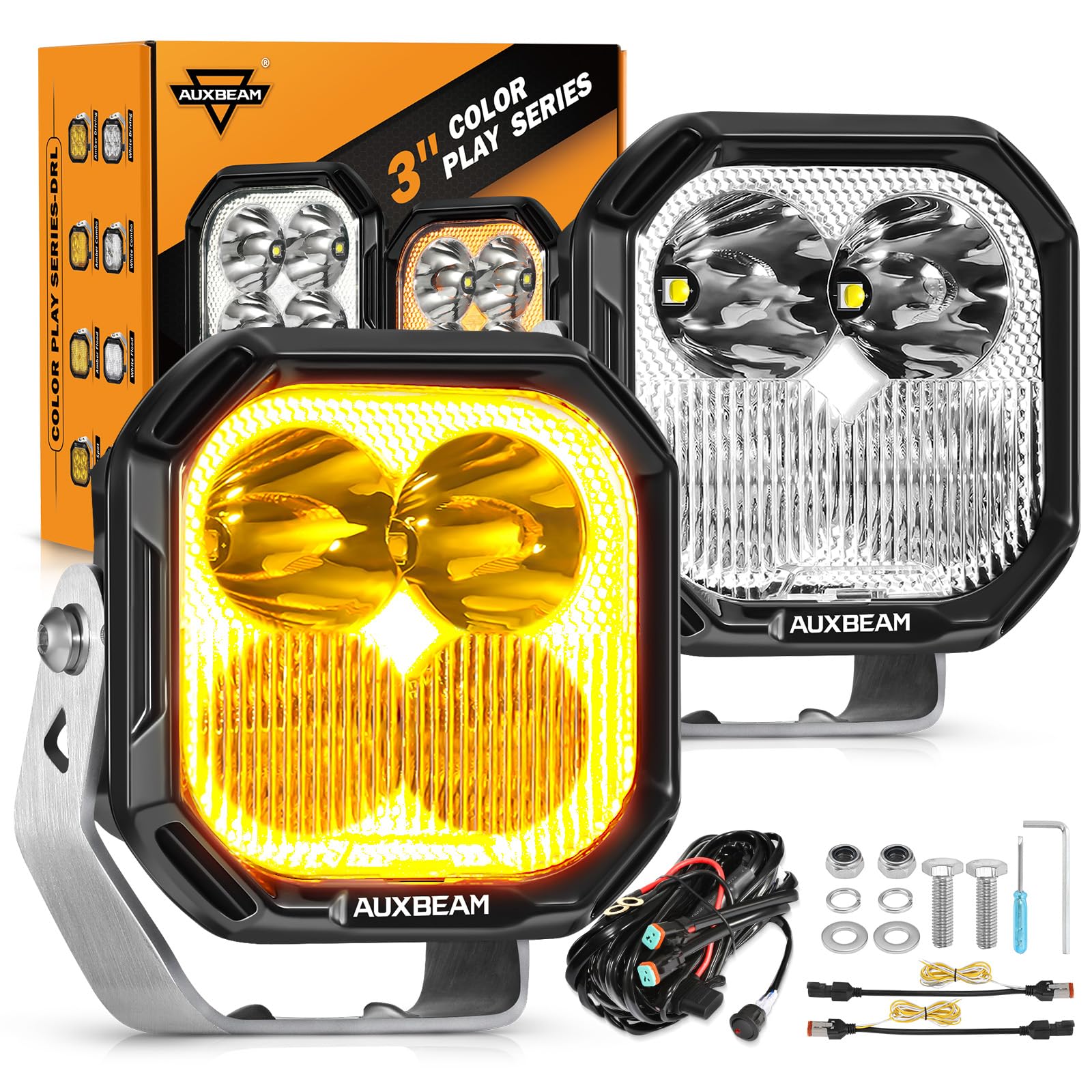 Snapklik.com : Auxbeam Color Play Series 3 Inch LED Pods, Offroad Light