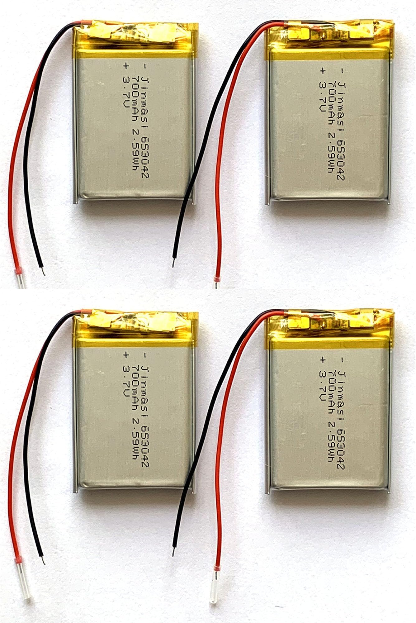 Amazon.co.jp: Jinmasi (4 Pack) 3.7V Battery, 700mAh Li-Polymer Battery ...
