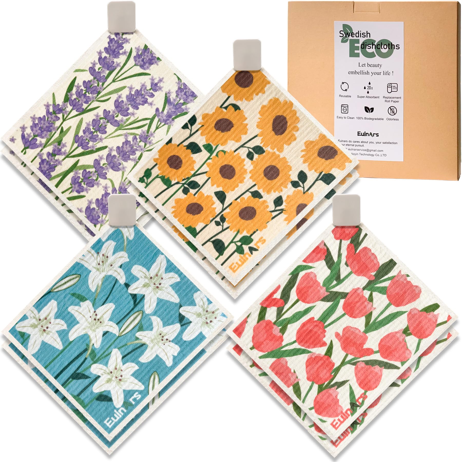 Eulnars 8 Pack Swedish Dish Cloth, Reusable Paper Towels, Swedish Dish ...