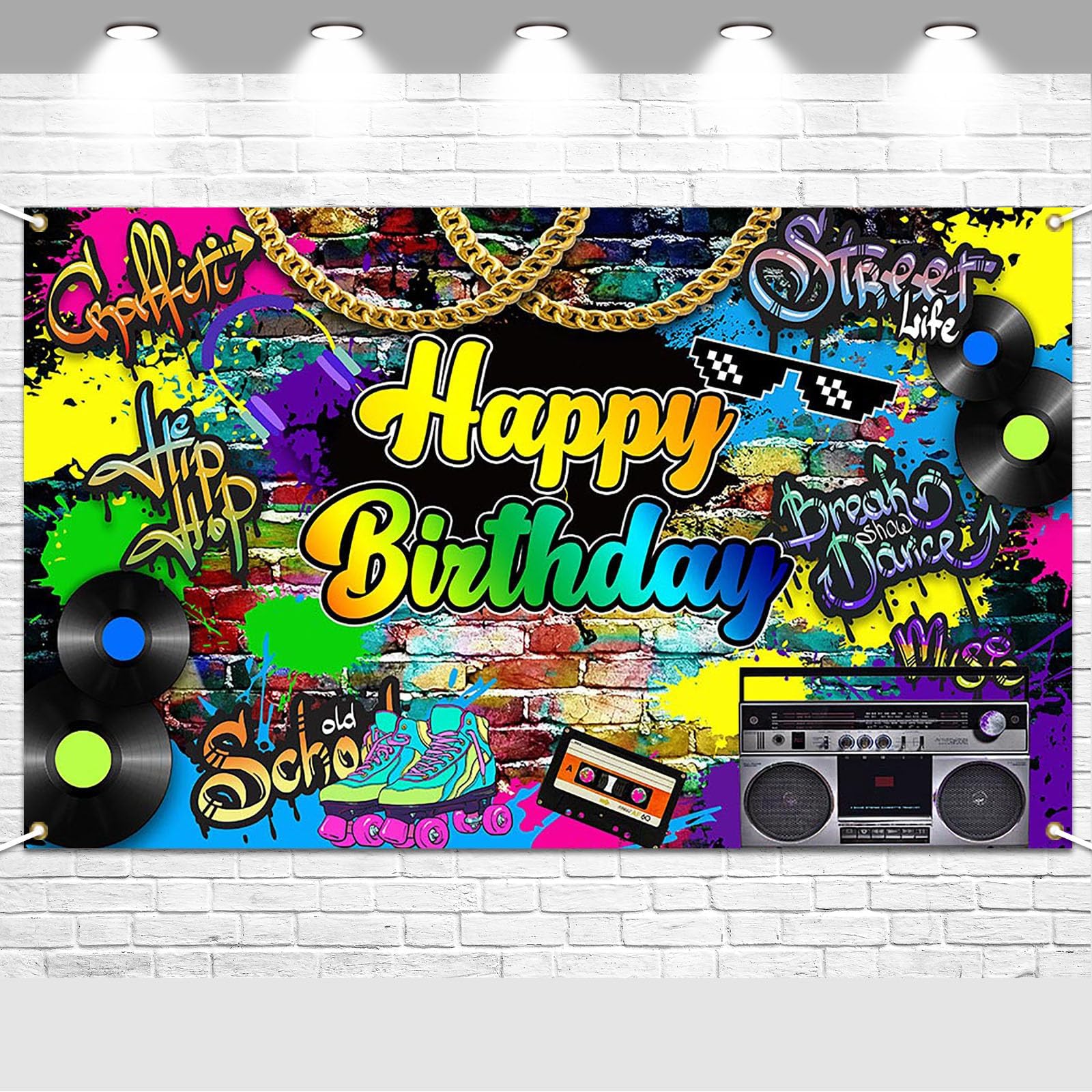 Amazon.com: Avezano Hip Hop Birthday Party Backdrop Throwback Retro ...
