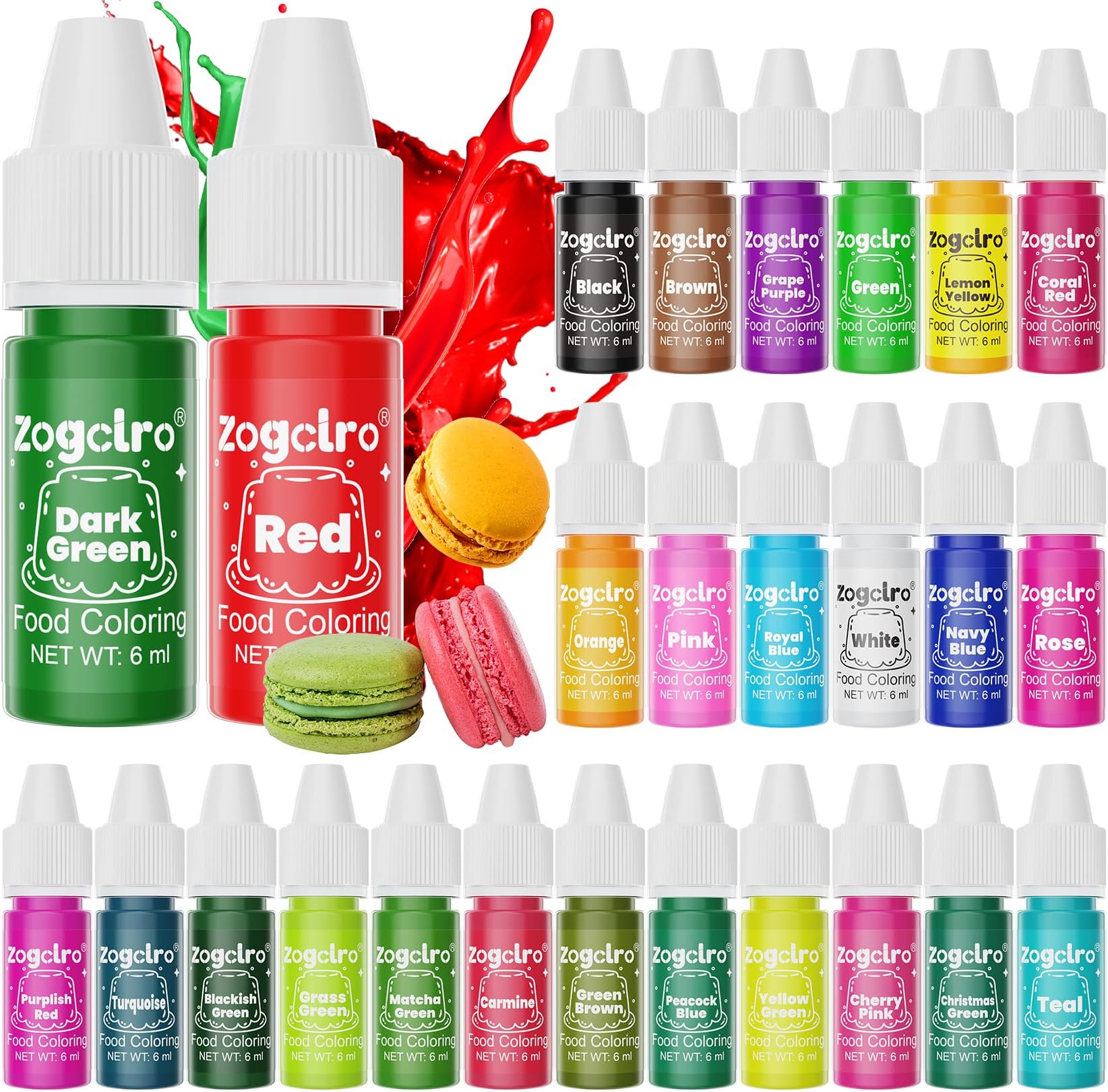 Amazon.com: Food Coloring Liquid - 26 Colors Food Coloring Set, Vibrant ...