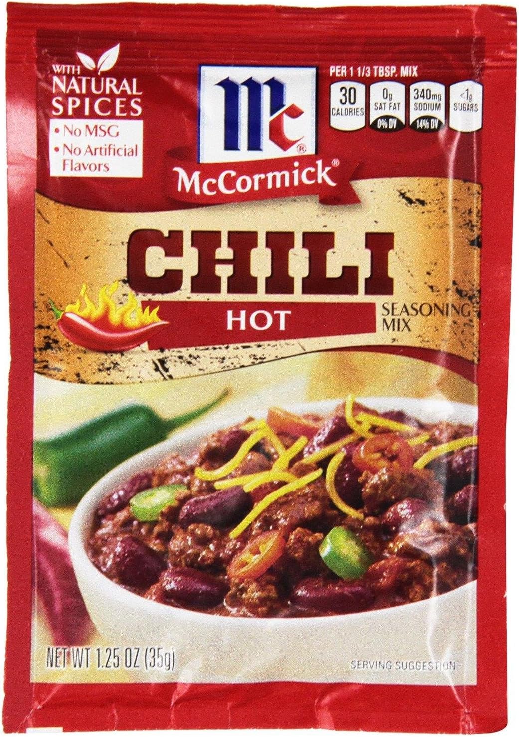 Amazon.com: McCormick HOT Chili Seasoning Mix (Pack of 4) 1.25 oz ...