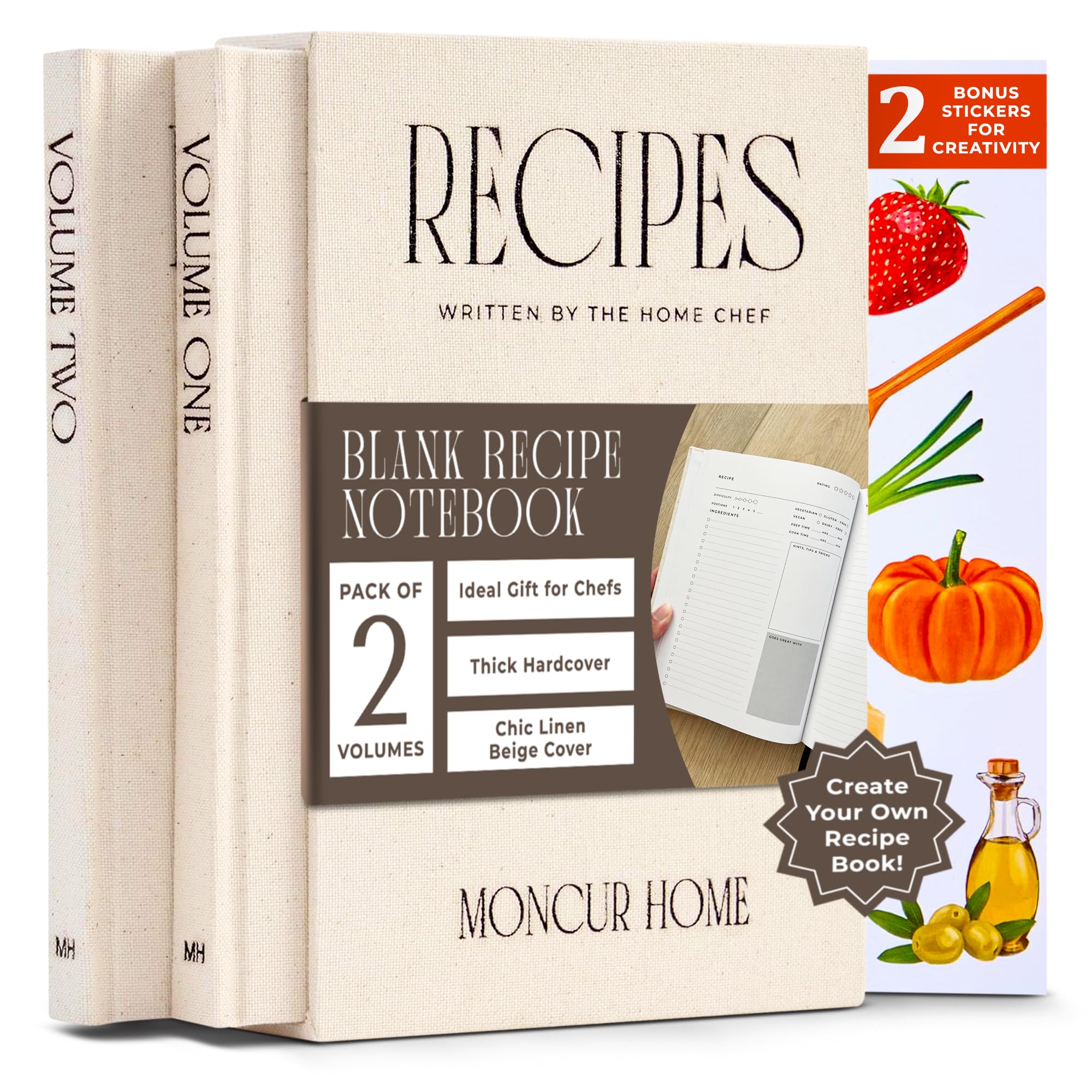 Amazon.com : Moncur Home Recipe Book To Write In Your Own Recipes Set ...