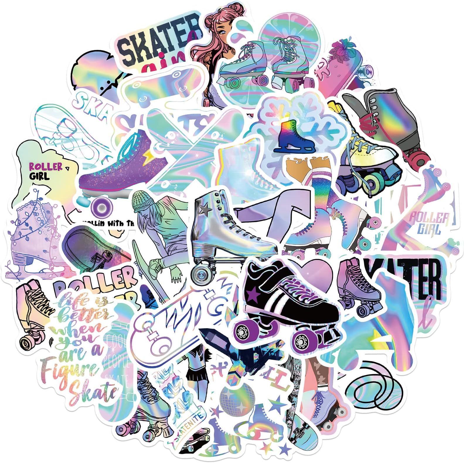 Amazon.com: 100 Pcs Roller Skating Stickers Skater Girl Stickers Cool ...