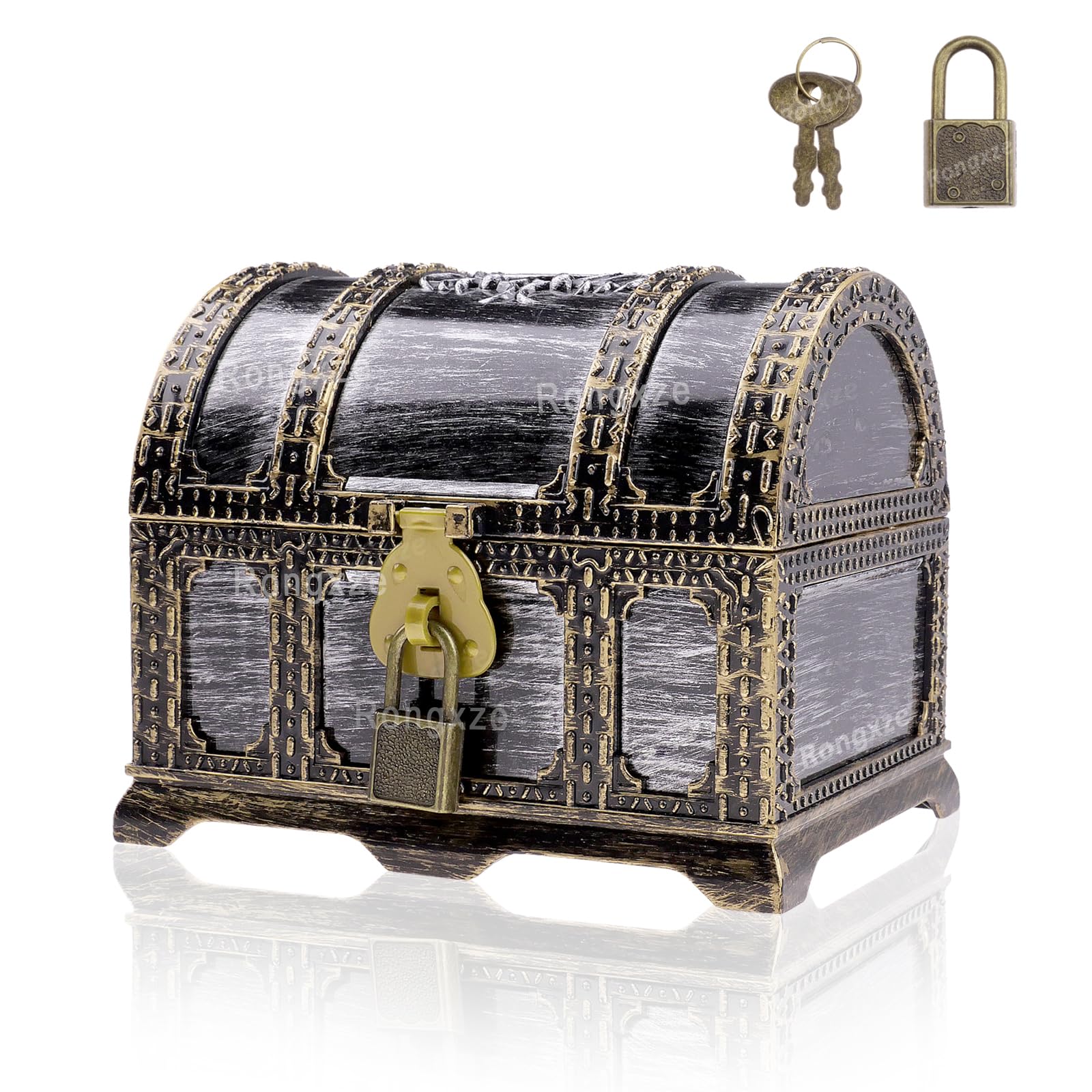 Rongxze Treasure Chest, Pirate Treasure Chest with Lock Made of Plastic ...