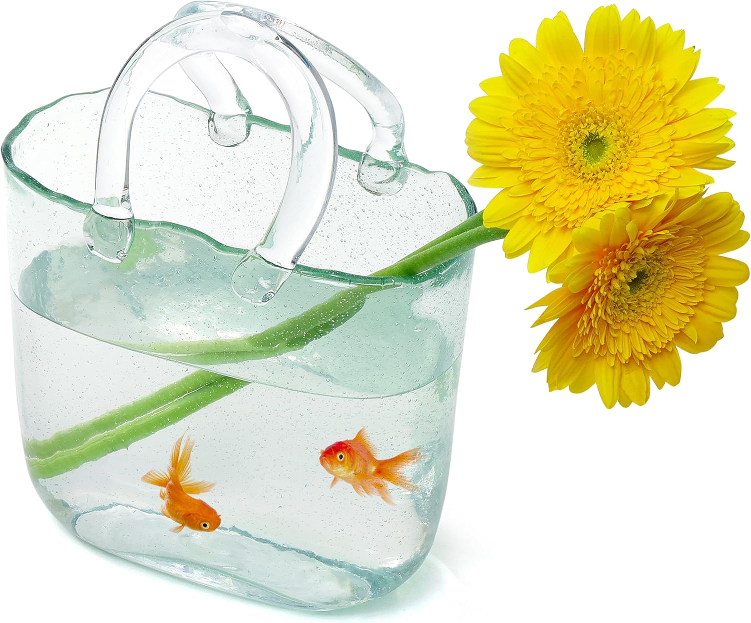FNG8 Decorative Handbag Glass Vase - Clear & Hand-Blown Purse Vase for ...