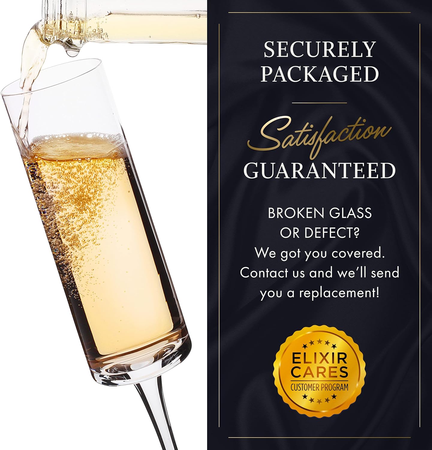 ELIXIR GLASSWARE Champagne Flutes - 6 oz - Set of 6 Edge Champagne ...