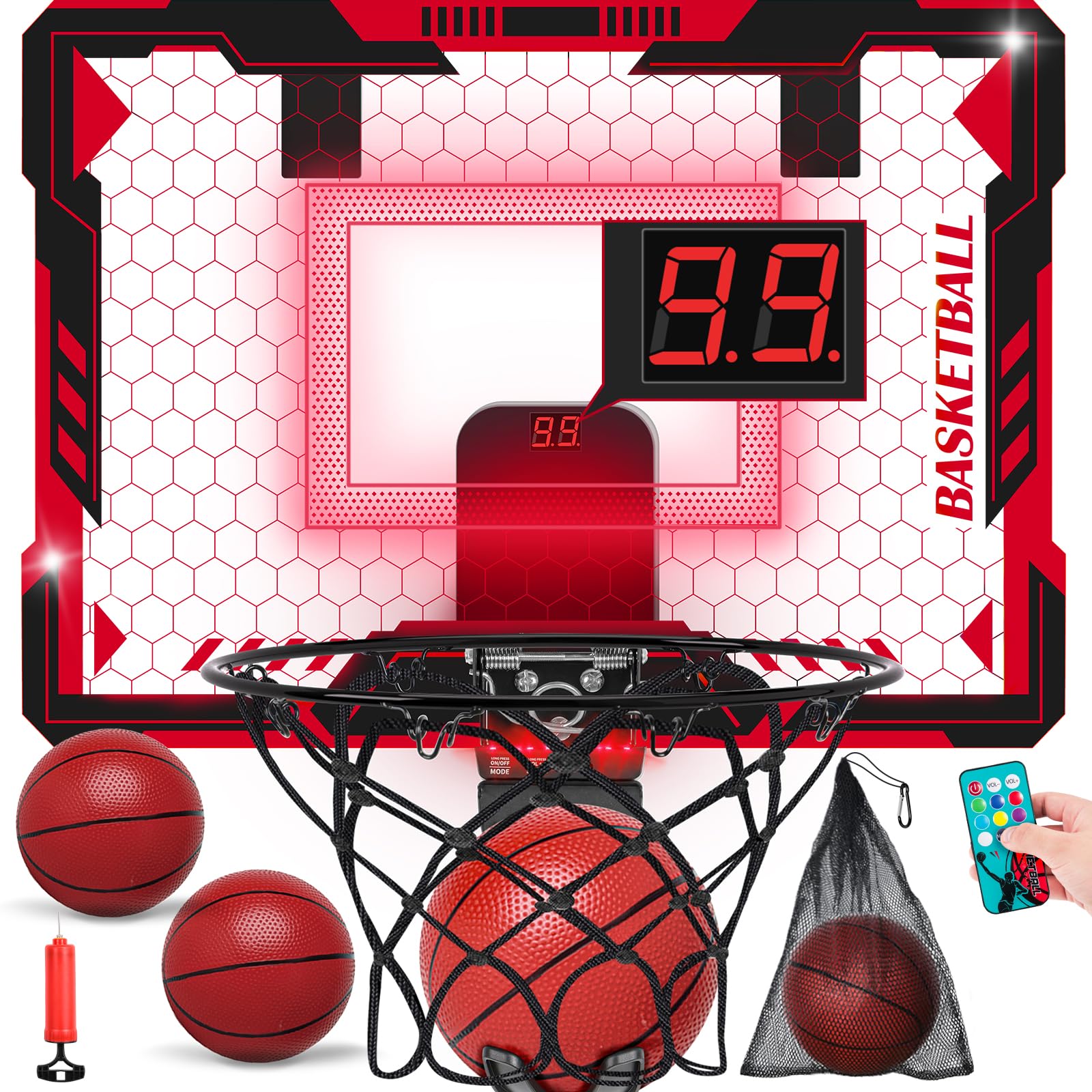 Amazon.com: Remote Control Mini Basketball Hoop Indoor for Kids, Over ...