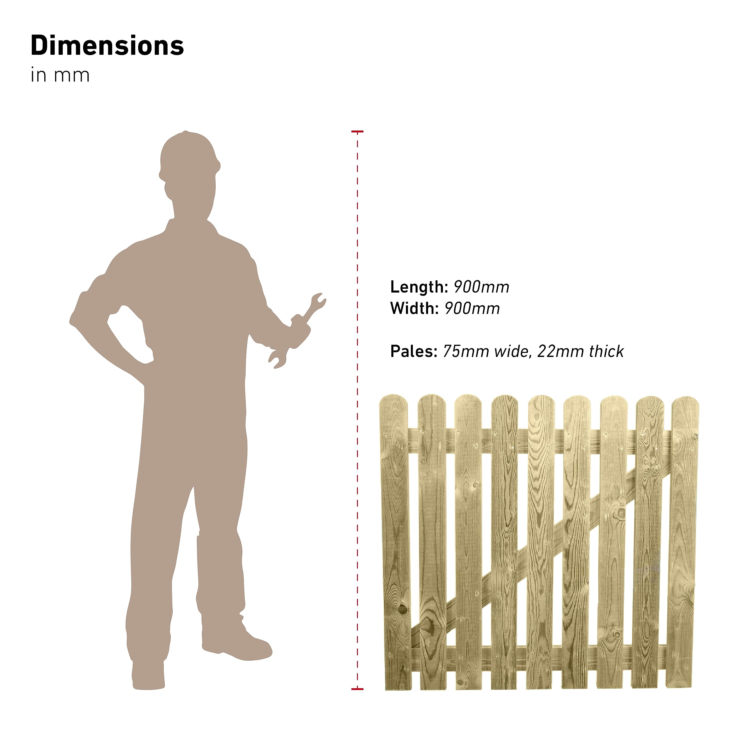 Picket Gate 3ft X 3ft Pointed Top Treated Wooden Garden, 60% OFF