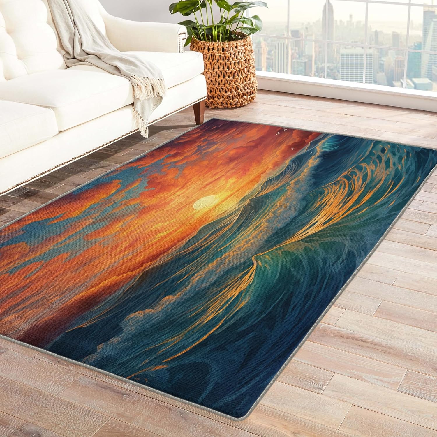 Amazon.com: Sunset Rugs - Sunset Rug & Home Decor - 4x5 Rug - Wave Rugs ...