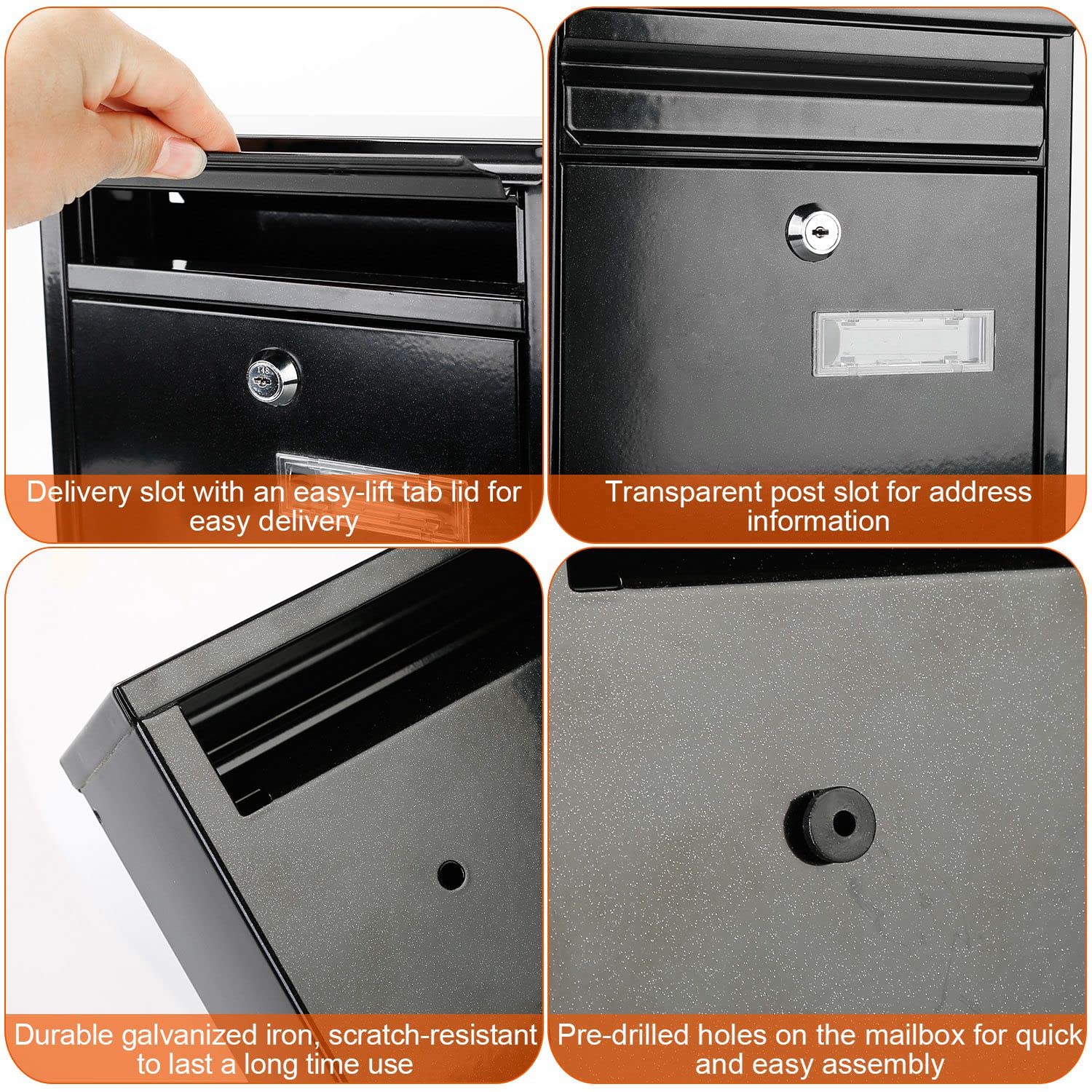 Wall Mount Locking Mailbox VORVIL Locking Wall Mount Mailbox ...