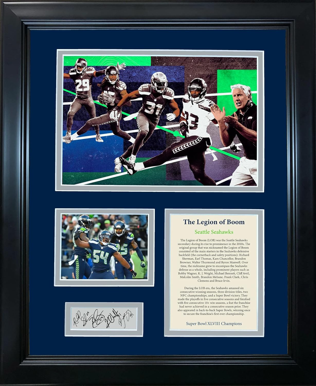 Amazon.com: Framed Seattle Seahawks Legion of Boom Facsimile Laser ...