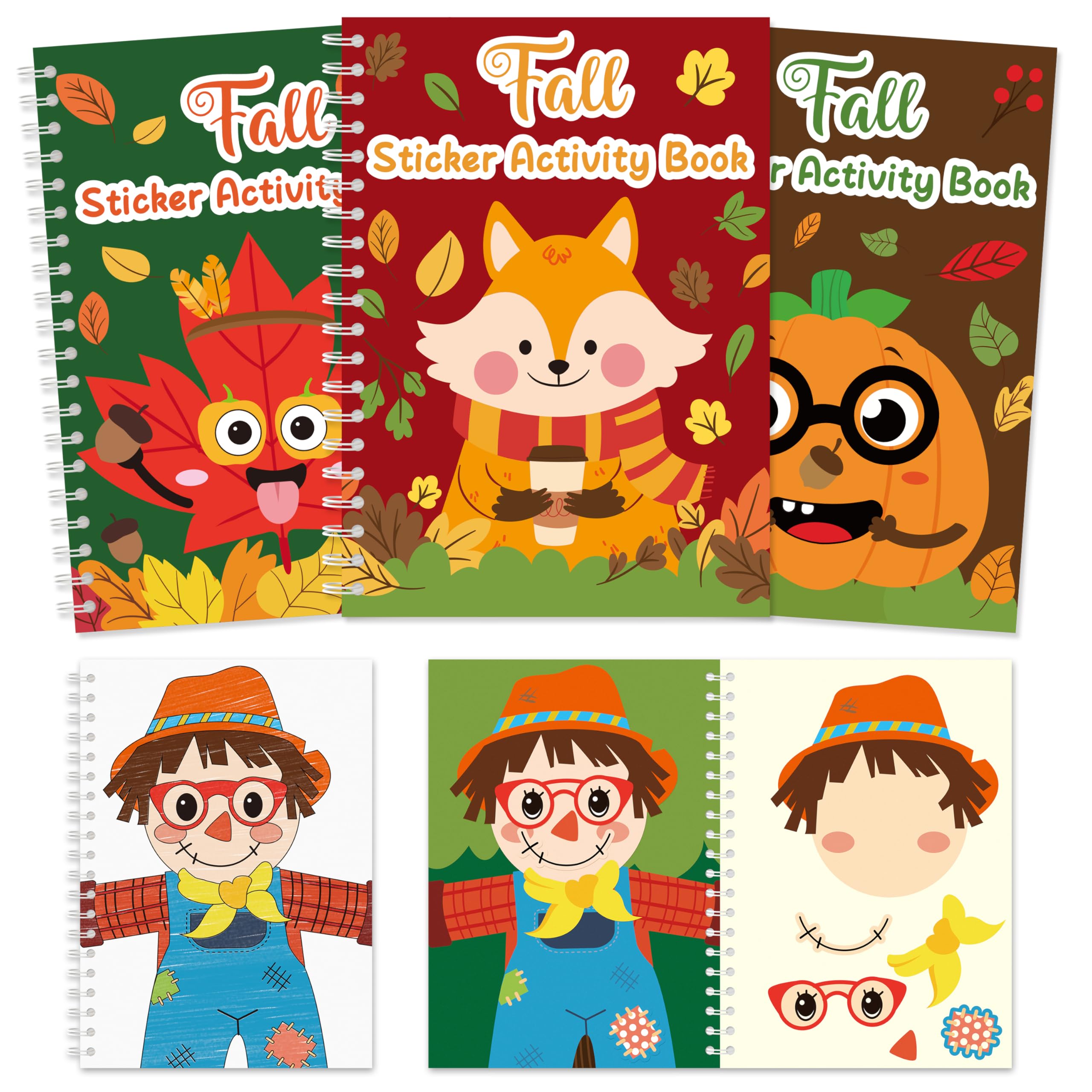 Amazon.com: ANGOLIO 3Pcs Fall Sticker Coloring Books for Kids Fall ...