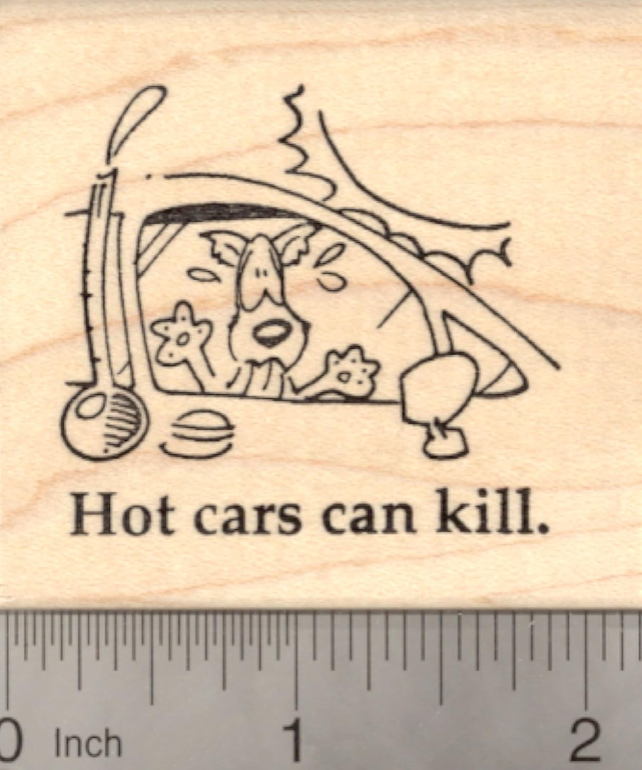 Amazon.com: Hot Car Reminder Rubber Stamp, Dog in car with Rising ...
