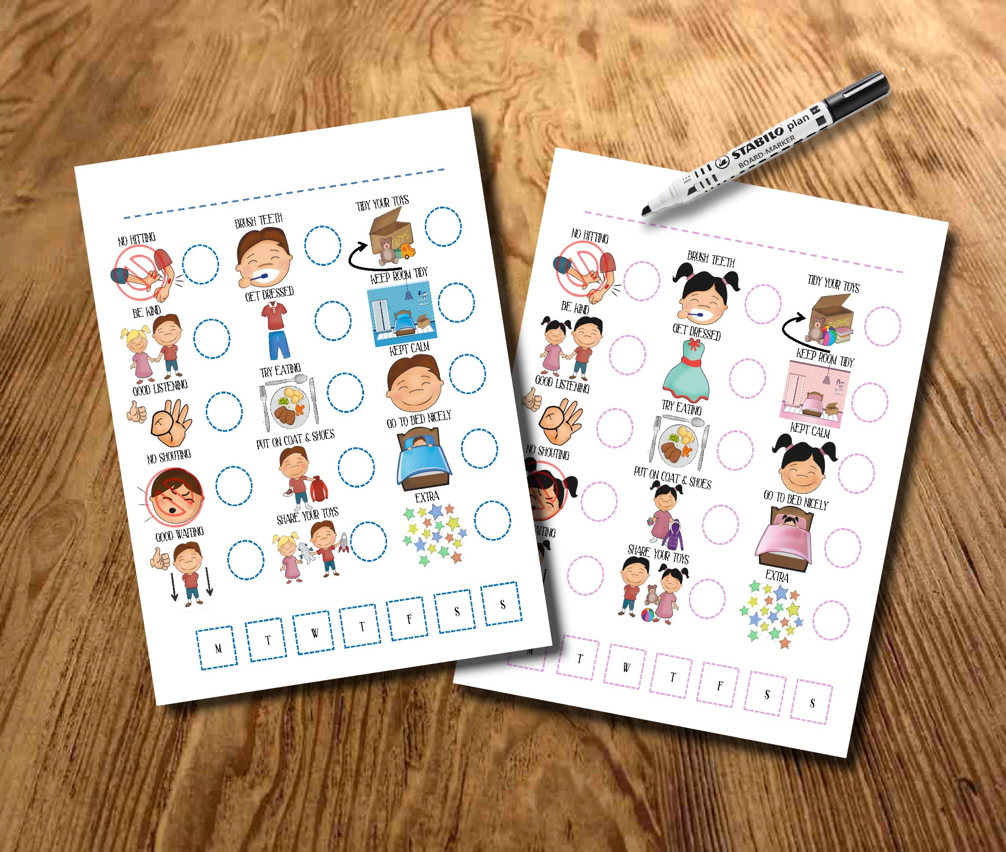 Kids Reward Chart Routine Chart Boys Or Girls Sticker Chart ...