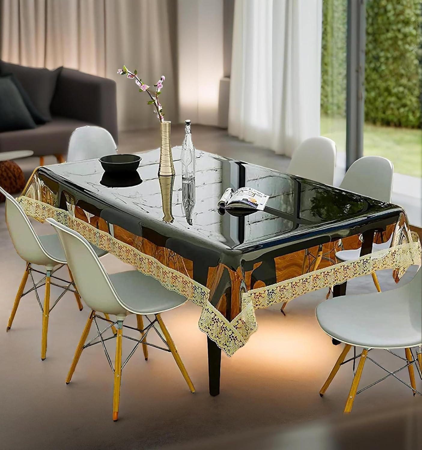 Buy Weavers Villa PVC Transparent Dining Table Cover 6 Seater - Stain ...