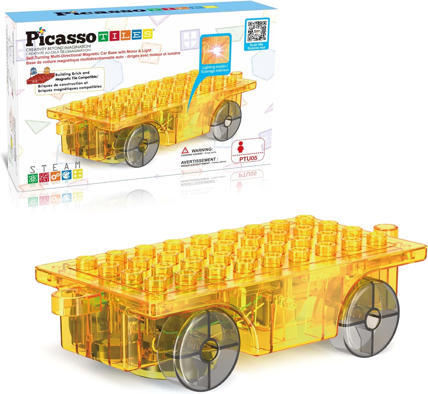 Amazon.com: PicassoTiles Magnet Tile Motorized Car Base Self Turning ...