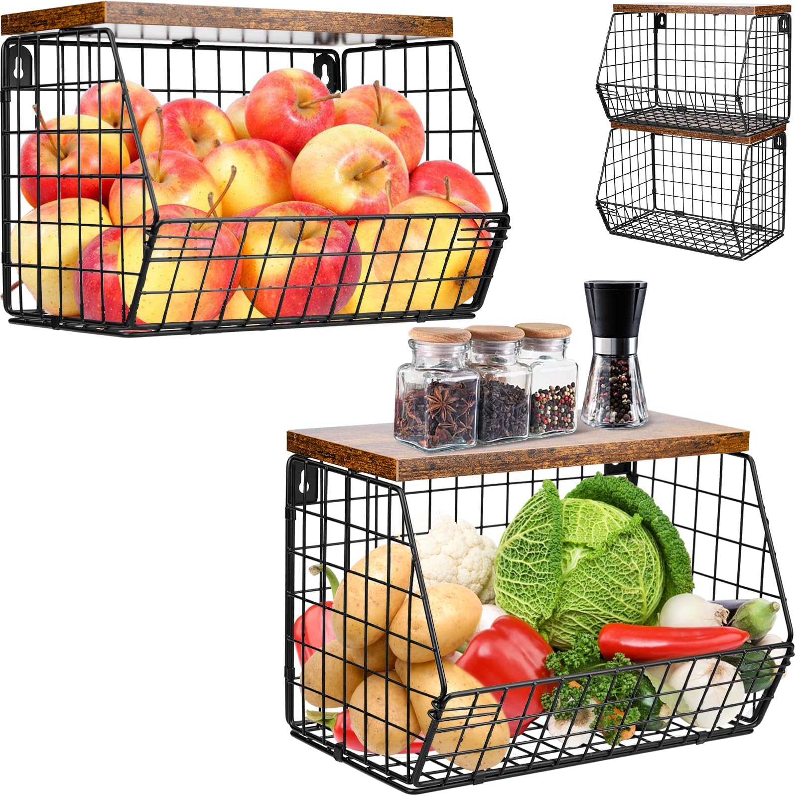 Amazon.de: Mefirt Obstkorb Hängend 2 Etagere Obstkorb, Obstschale ...