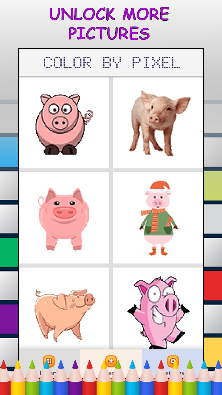 Pigs Color by Number - Free Pixel Art Game - Coloring Book Pages ...