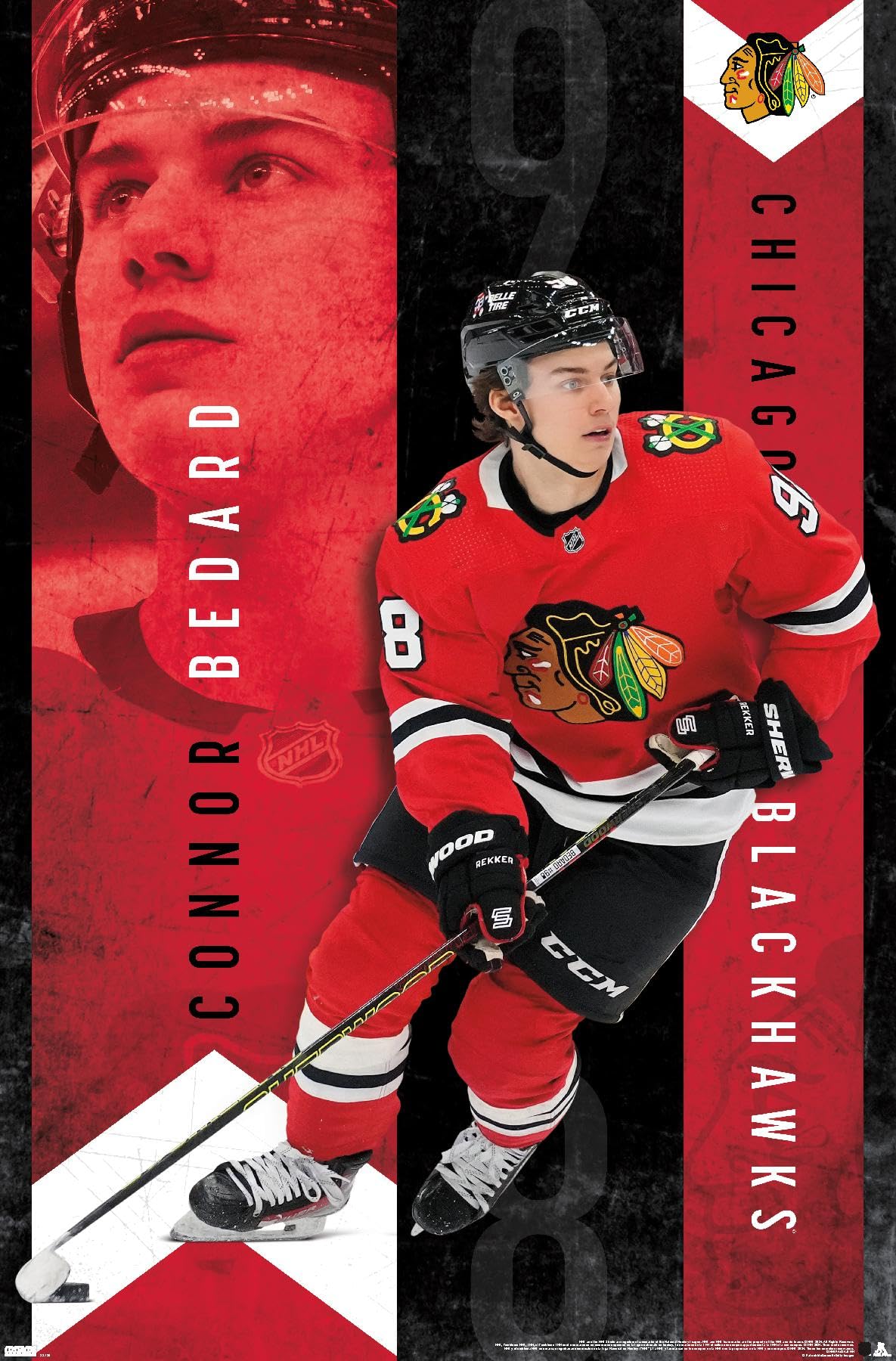 Amazon.com: Trends International NHL Chicago Blackhawks - Connor Bedard 24 Wall Poster, 34L x 22 ...