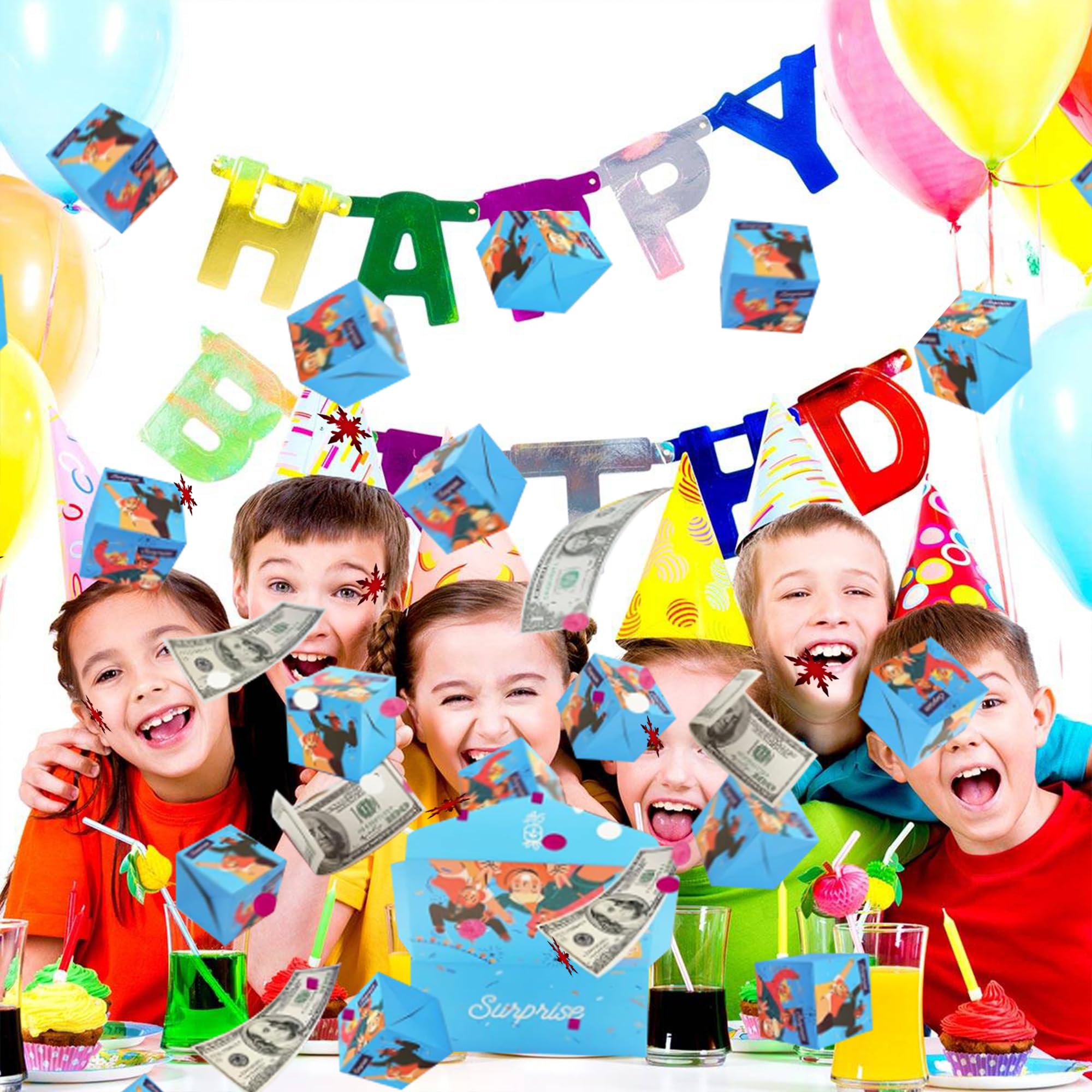 Snapklik.com : Blue Birthday Box Gift Box, Folding Bouncing Red ...