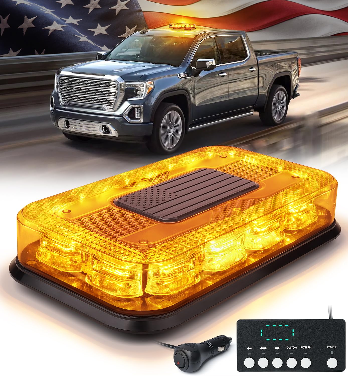 Amazon.com: LUMENIX Amber 72 LED Roof Top Strobe Beacon Lights Magnetic ...