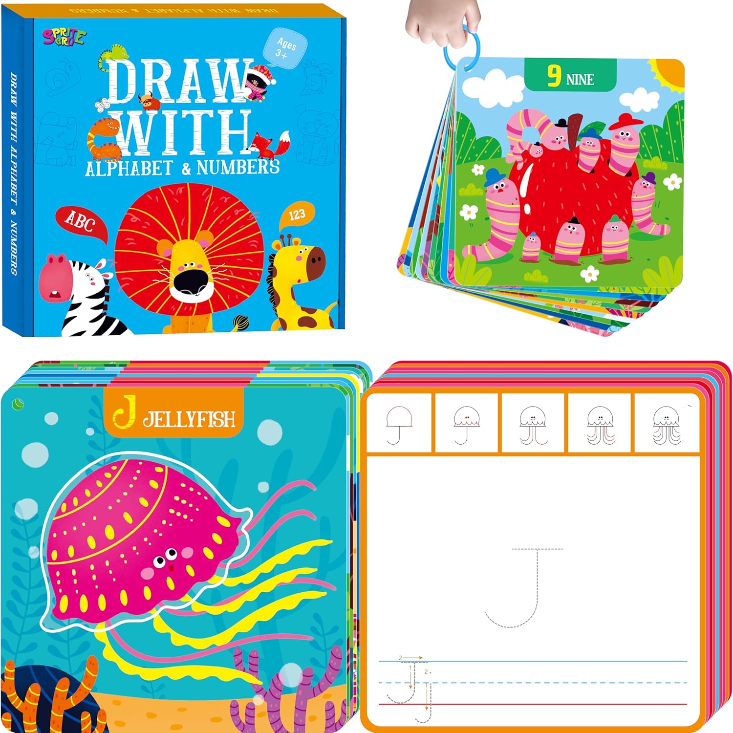 Amazon.com: Draw with Alphabet & Numbers, 36PCS Dry Erase Cards Letters ...