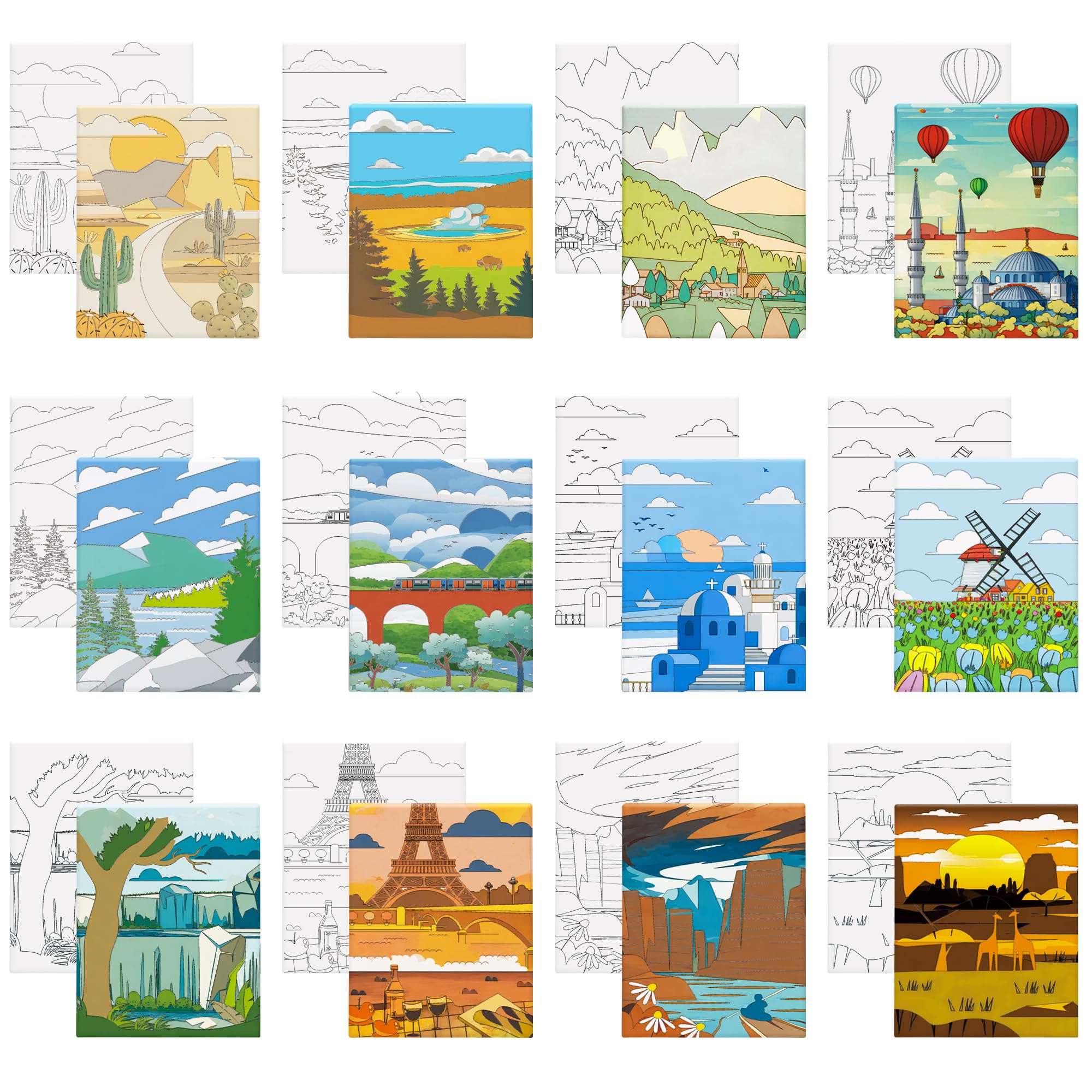 Amazon.com: AUREUO 12 Pc Pre Drawn Canvas to Paint for Adults - 8x10 ...