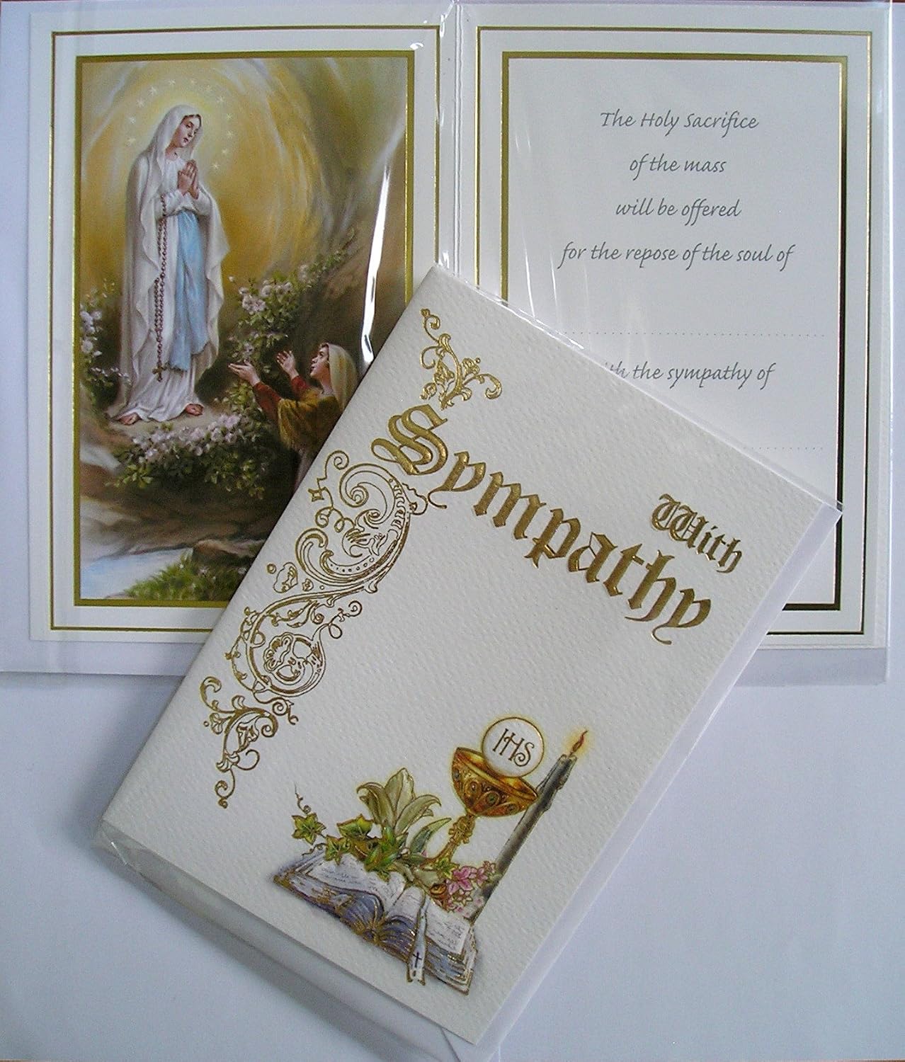 WITH SYMPATHY Deluxe Catholic Mass Card Lourdes 2183 : Amazon.co.uk ...